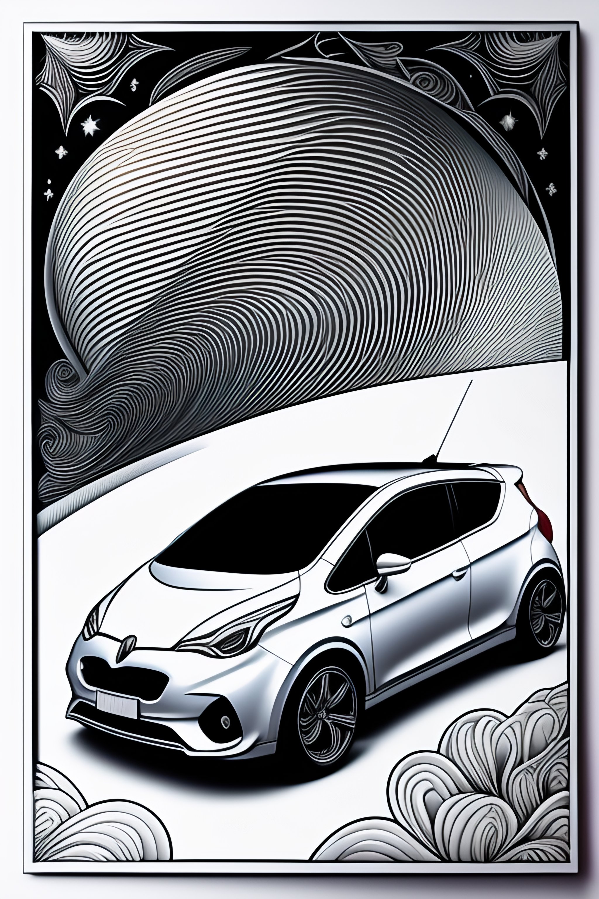 Lexica - 3D animation, modern car, Coloring page, fantasy, magical ...