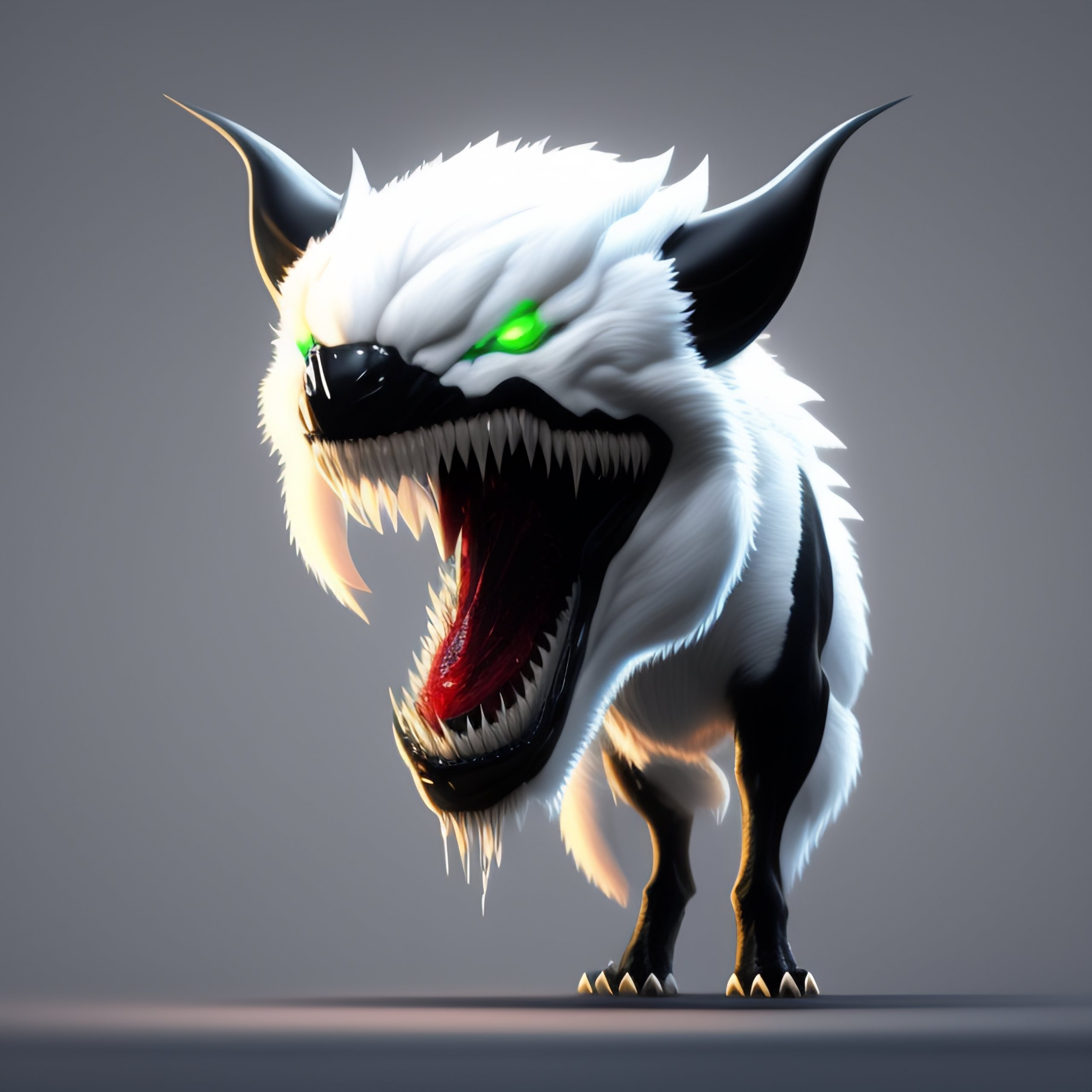 Lexica - Concept art of a monster, full body, like venom with white fur ...