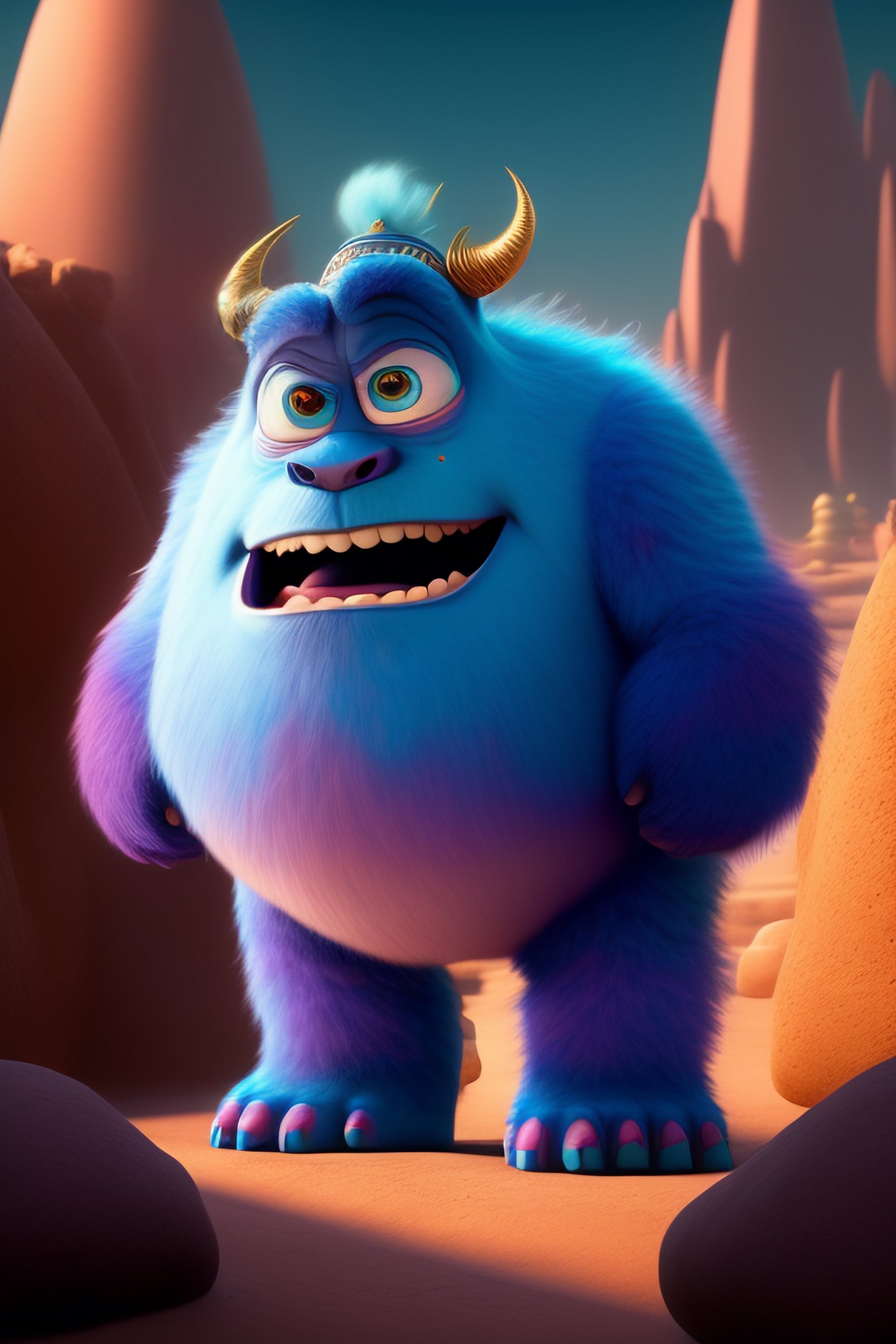 Lexica - Sulley from monsters.inc movie at pyramids, pixar style