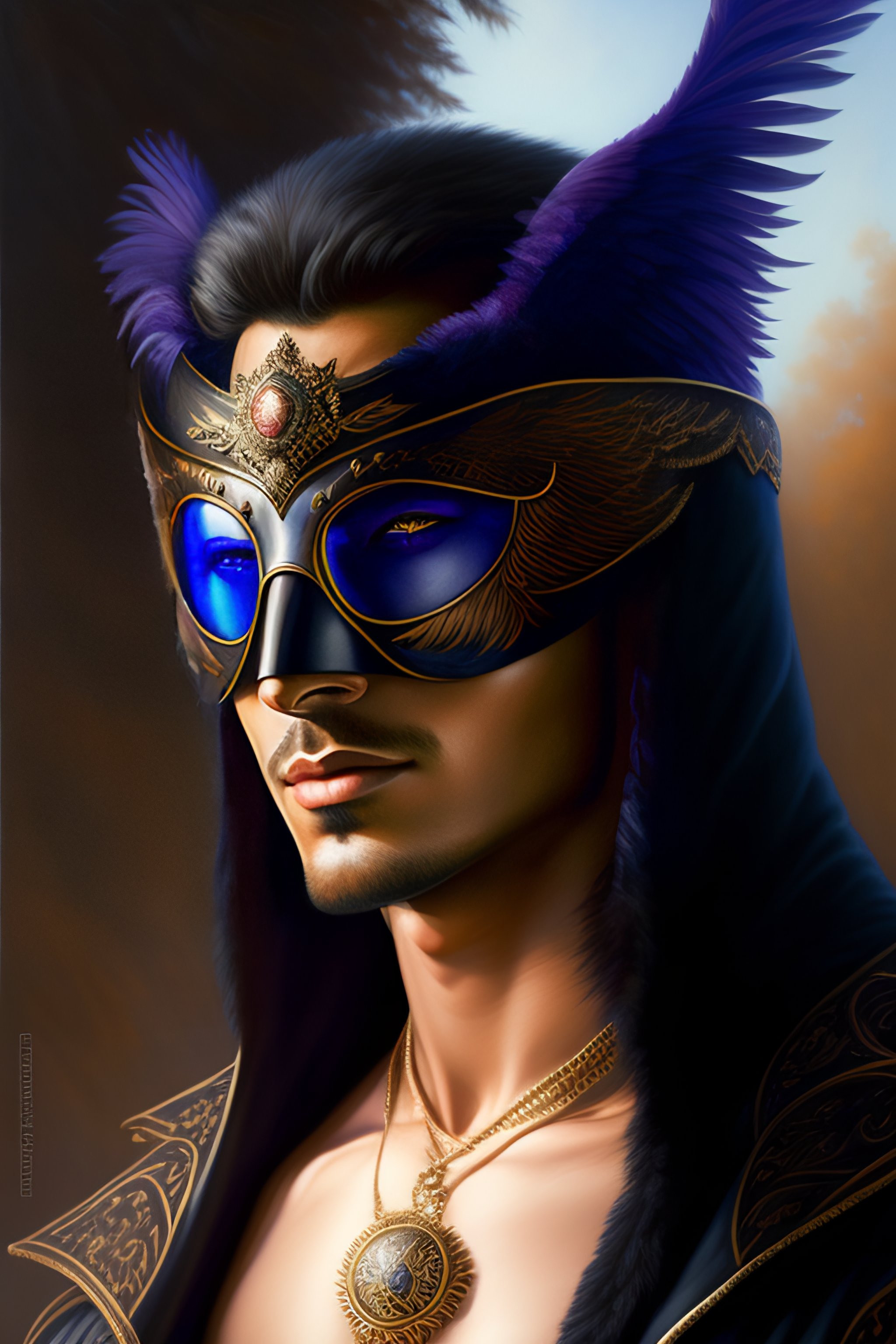 Lexica - Portrait of a young man in a raven masquerade mask, dark ...