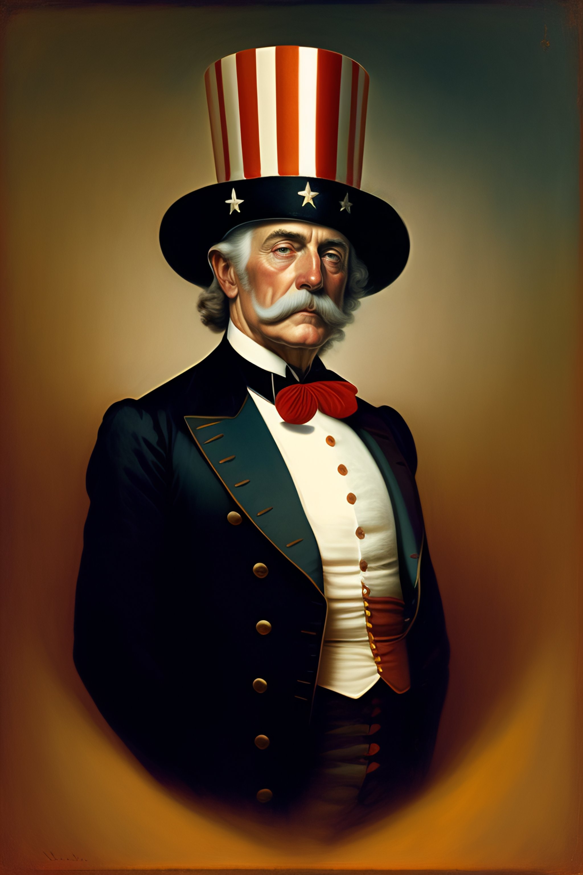 Lexica - Portrait of uncle sam in patriotc top hat holding the u.s ...