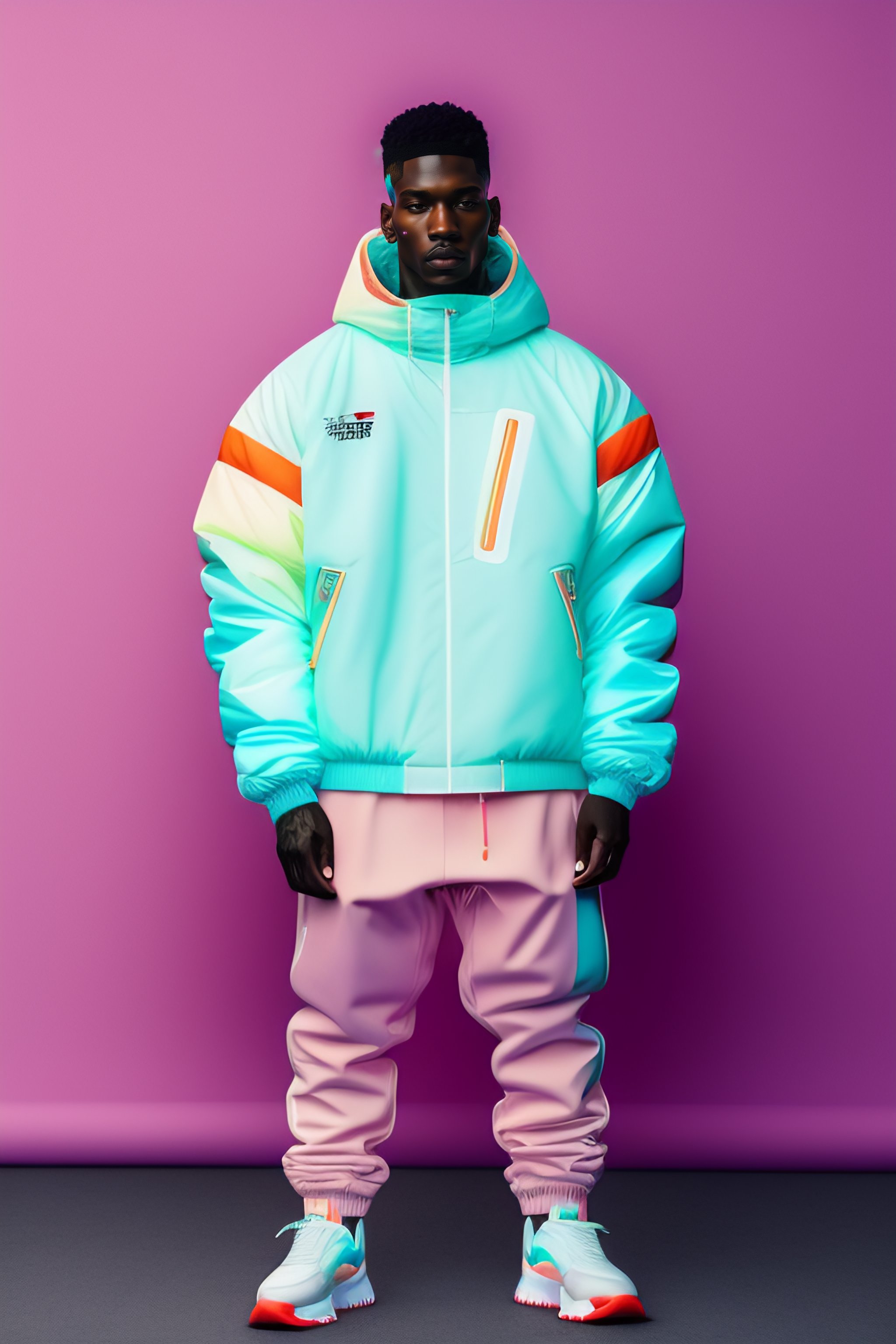 Lexica - Full body view of a heavily pastel colored yeezy inspired work ...
