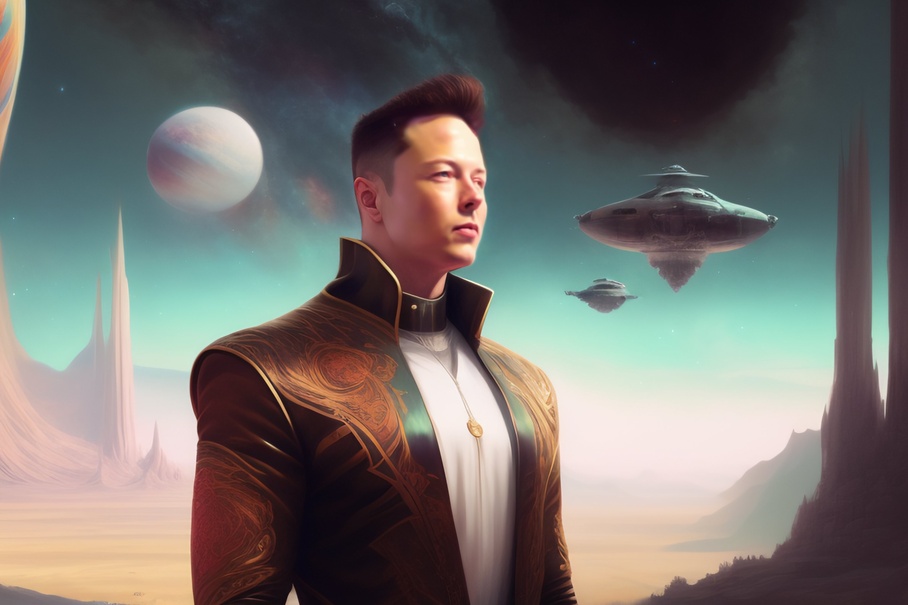 Lexica - Elon Musk representing himself as the universe experiencing ...