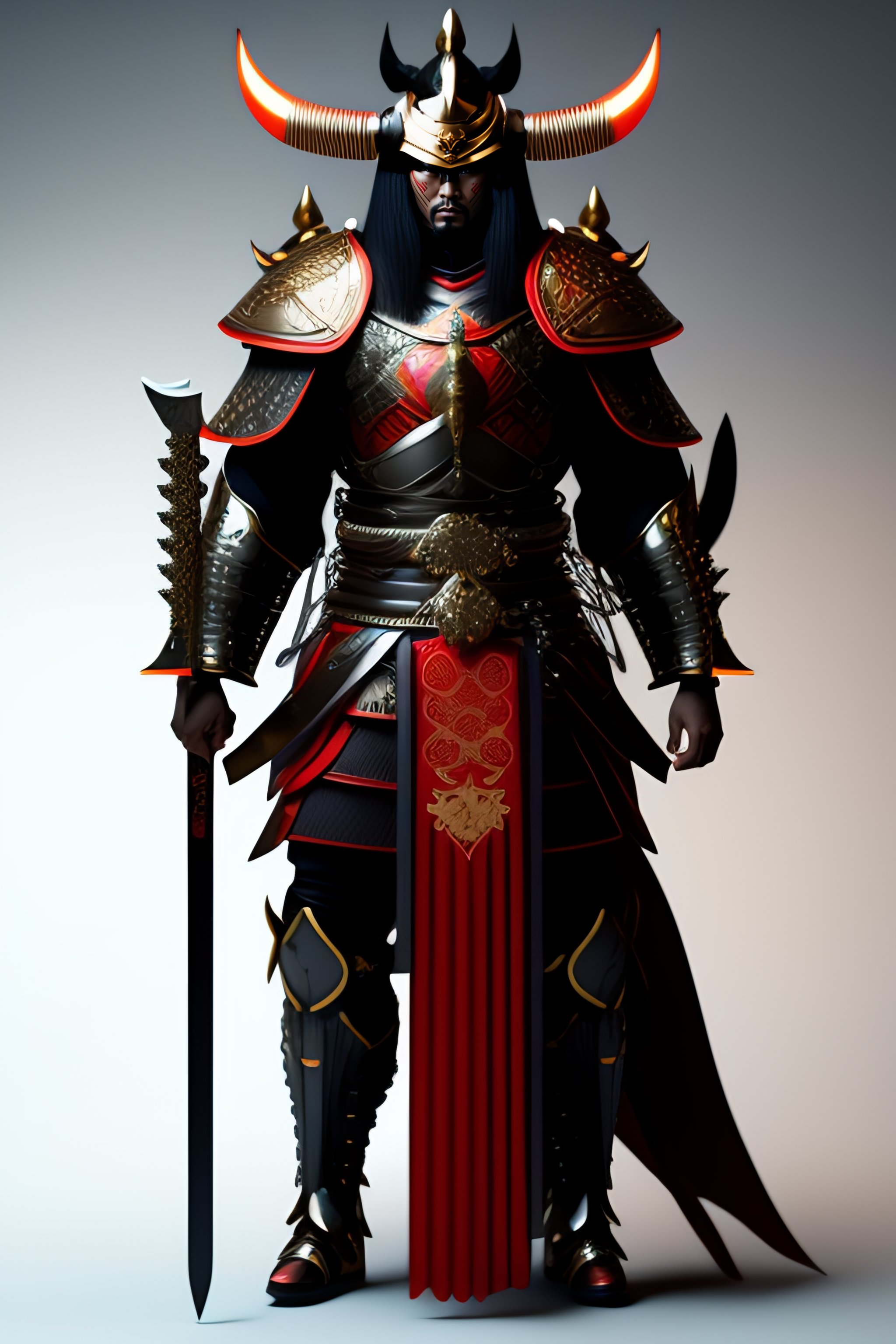Lexica - Full body shot of a samurai wearing authentic historical armor ...