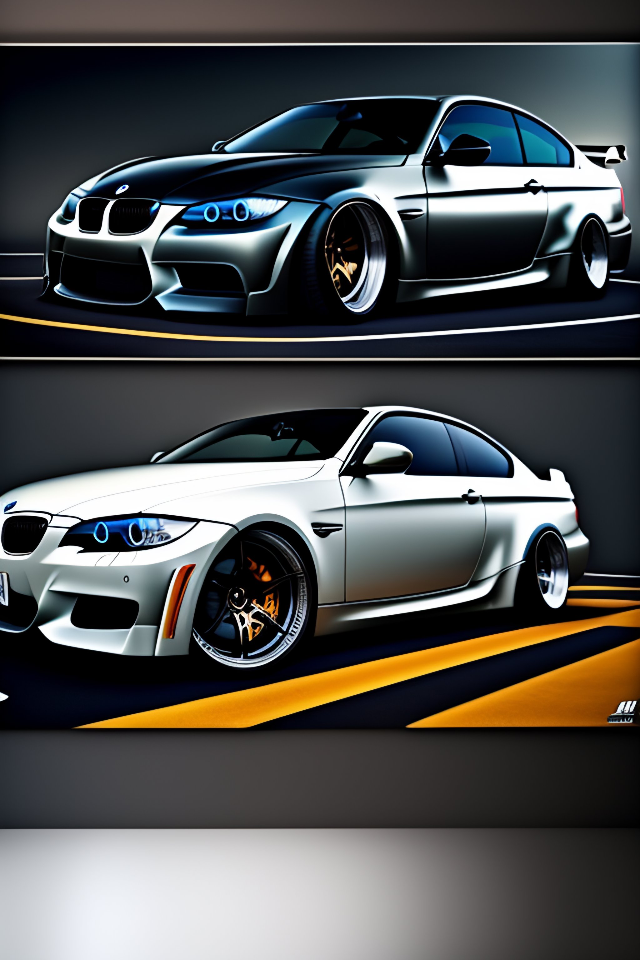 Lexica - BMW E92 dropped, big rims, black color, hyper realystic ...