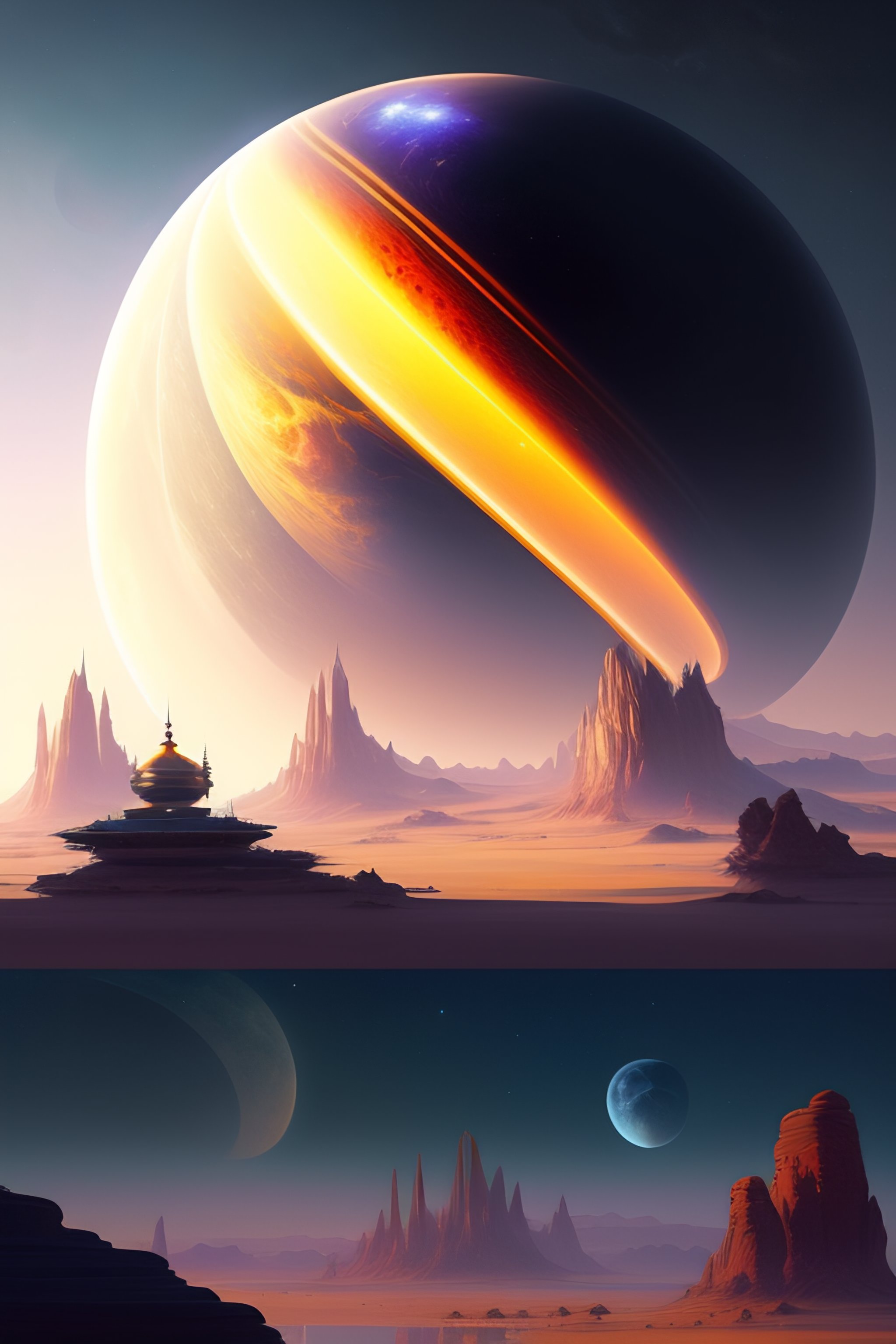 Lexica - Earthlike planet with gas giant moon highly detailed ...