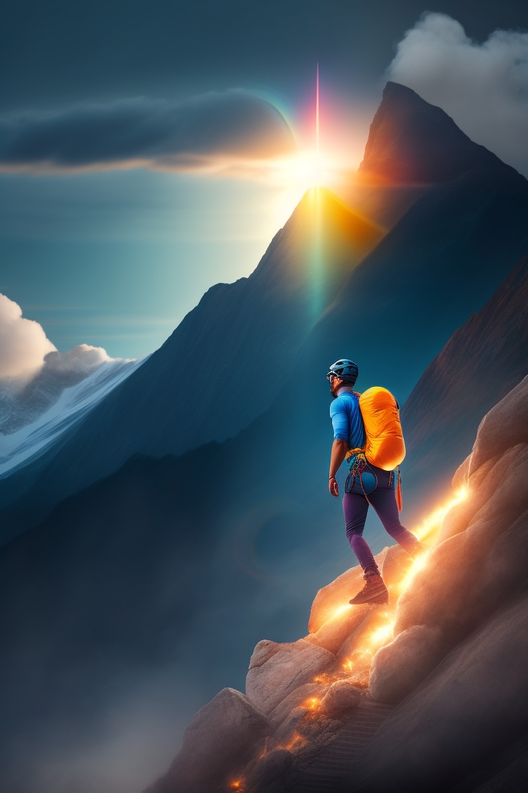 Lexica A Person Climbing A Mountain Symbolizing Overcoming Challenges