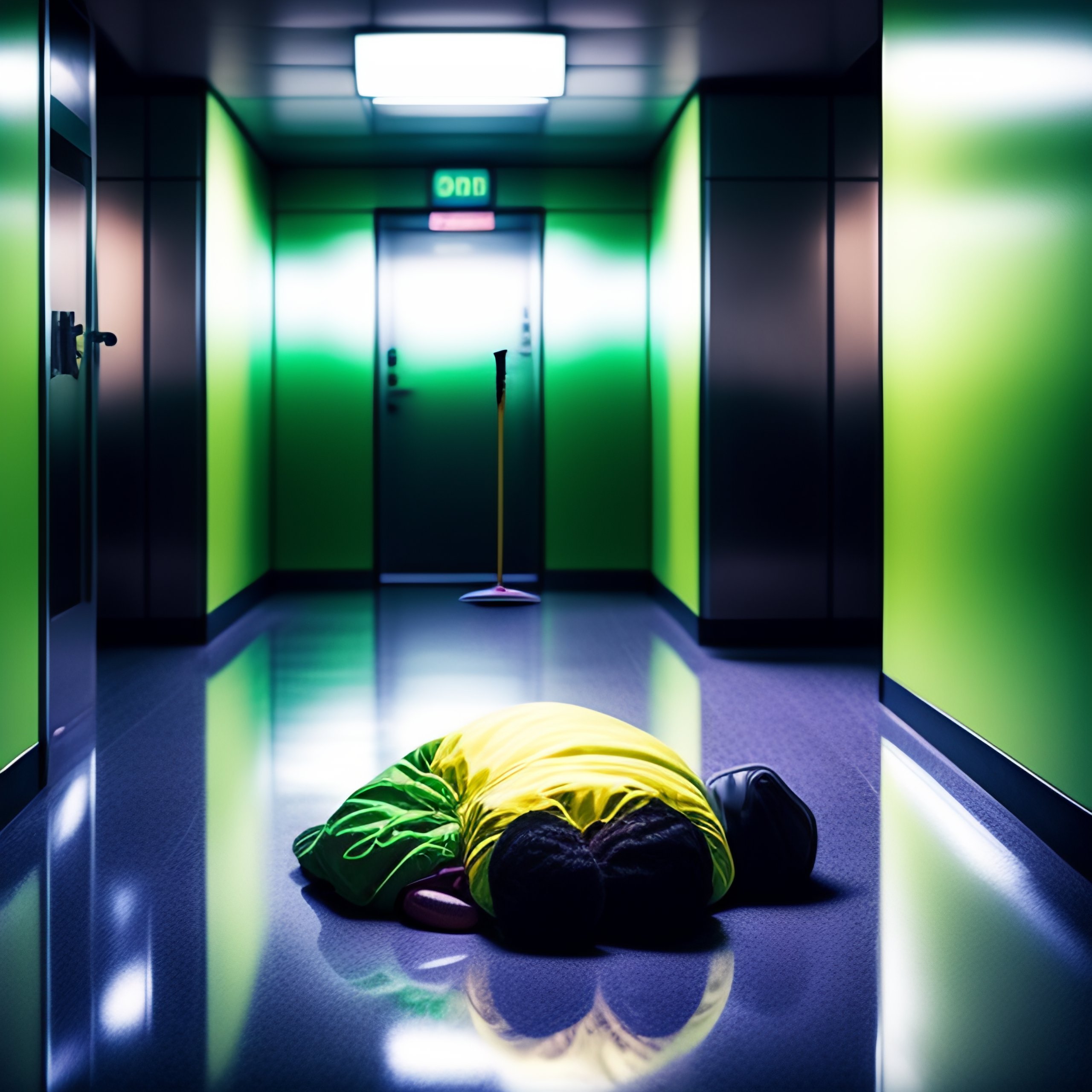 Lexica - Sleeping janitor - in janitor closet - 1960 era - office ...