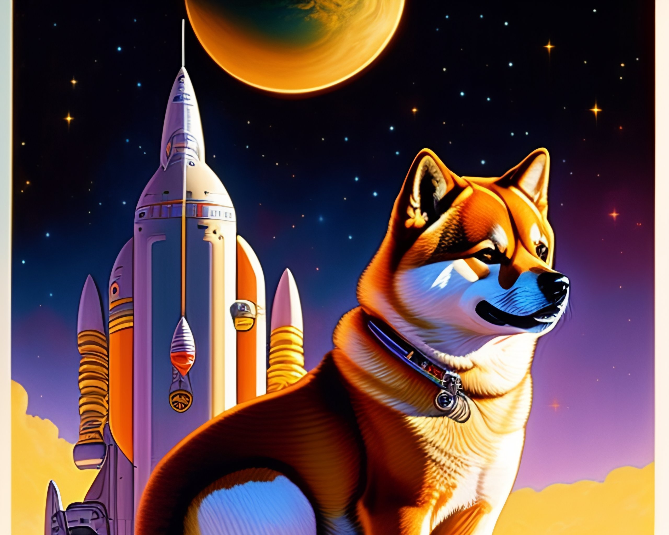 Lexica - Shiba inu on a rocket in space with a smile. concept art by ...