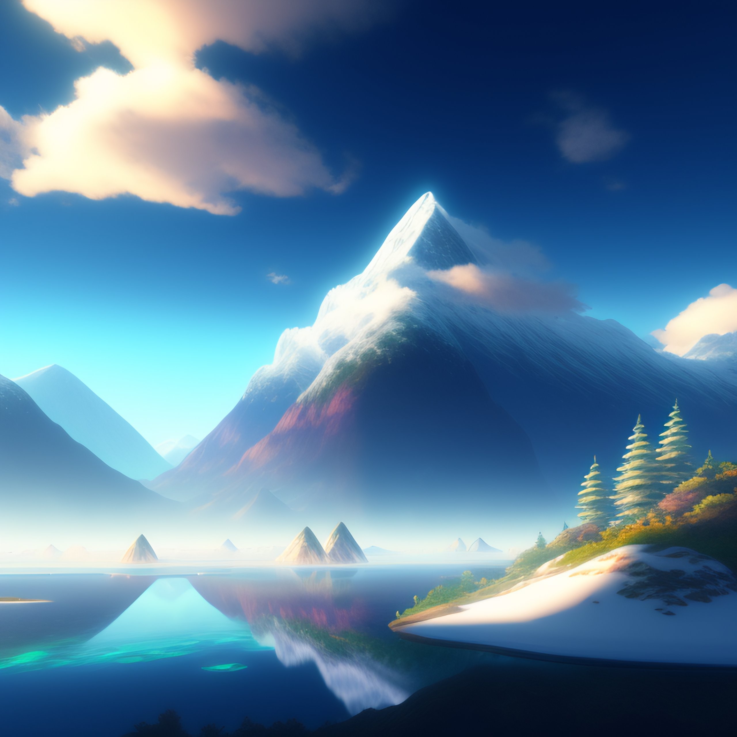 Lexica - A highly detailed digital art painting of a snowy mountain ...