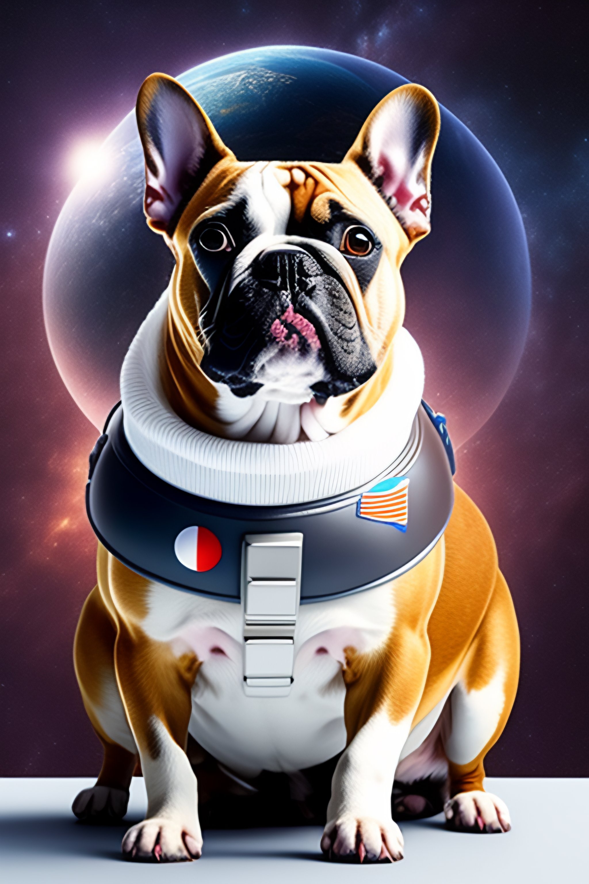 Lexica - French bulldog, dressed as an astronaut, detailing, creative ...