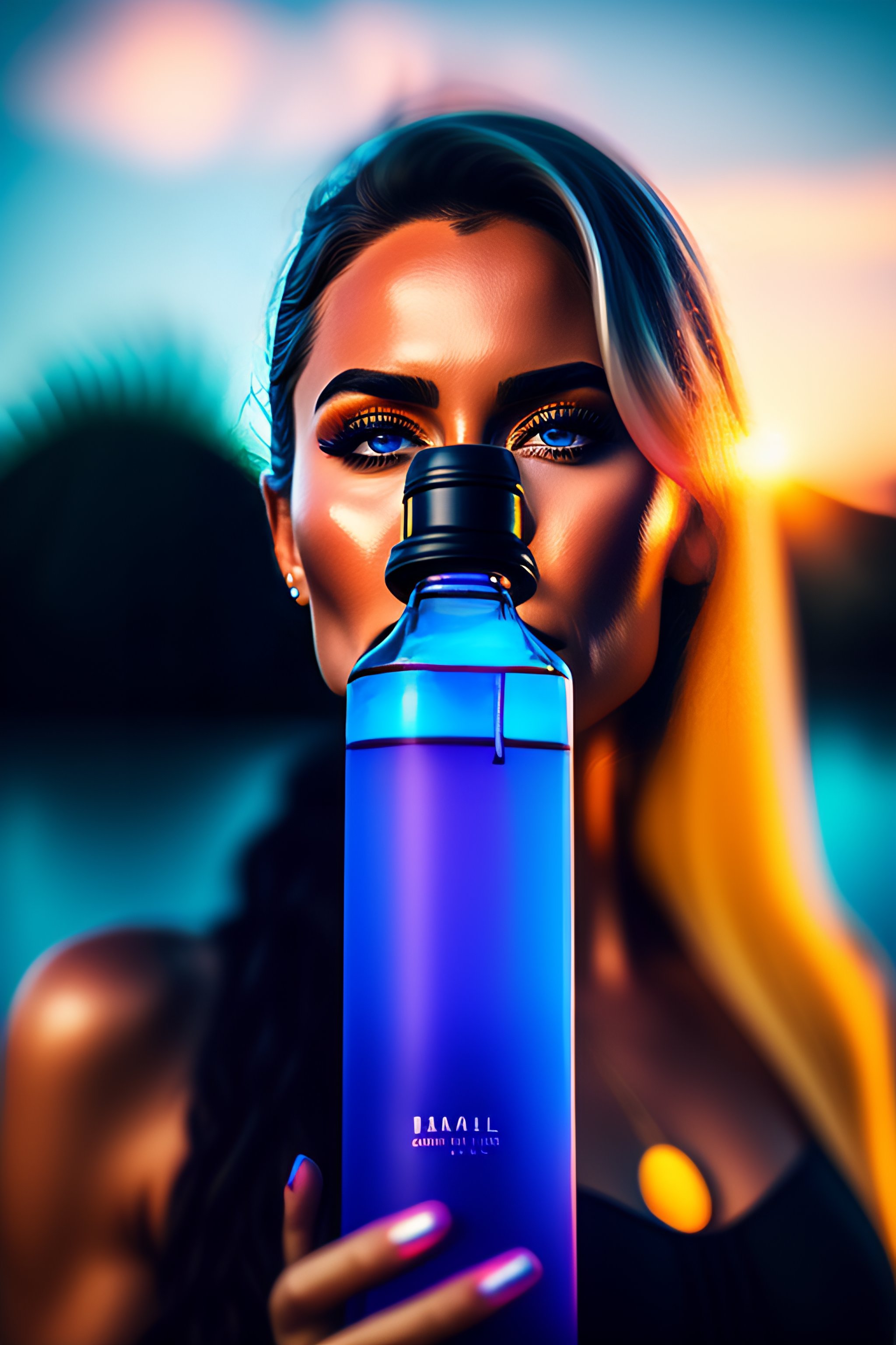Lexica - Amazing beautiful woman drinking bottled water standing ...