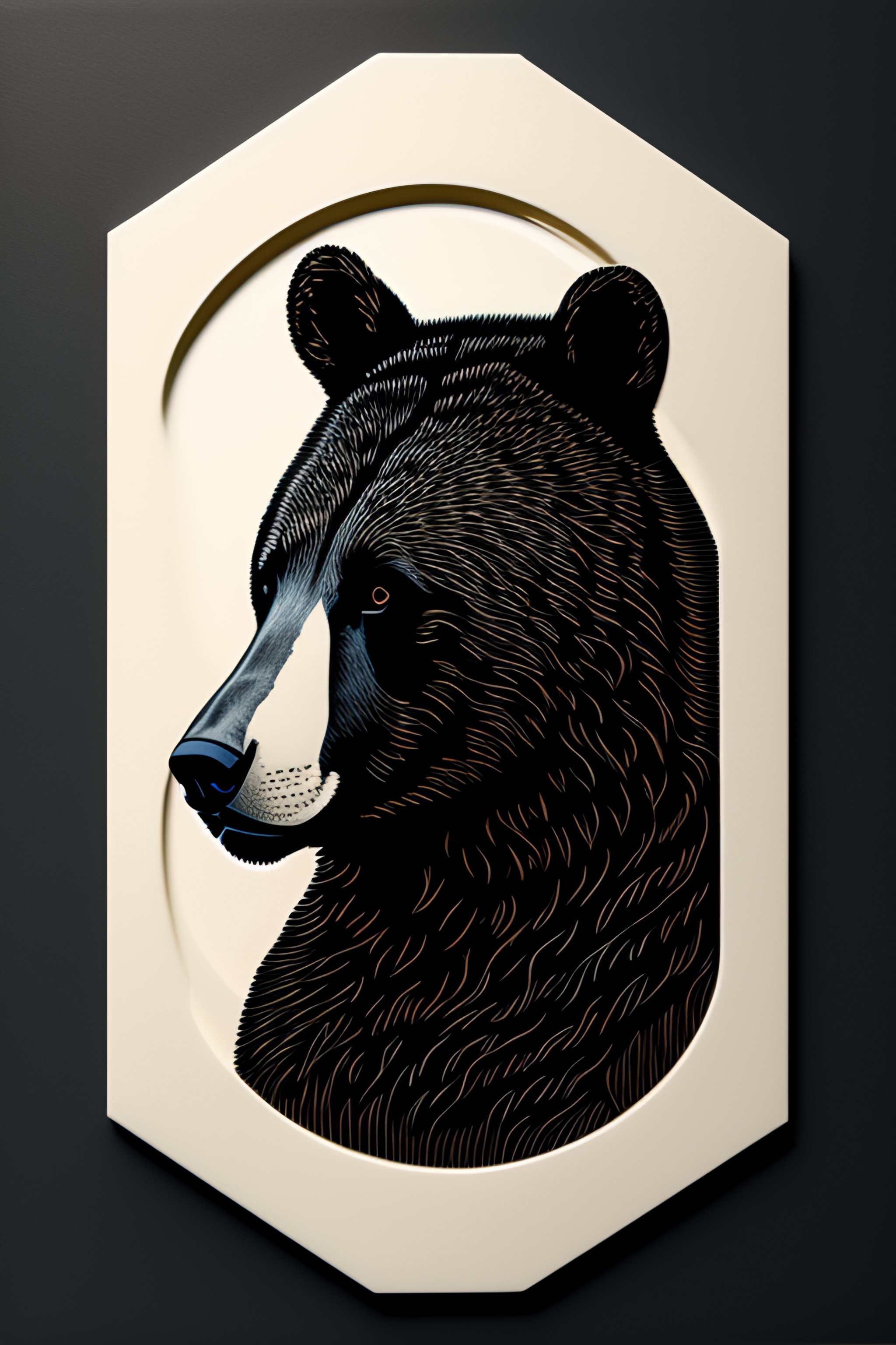 Lexica - Portrait of a bear linocut