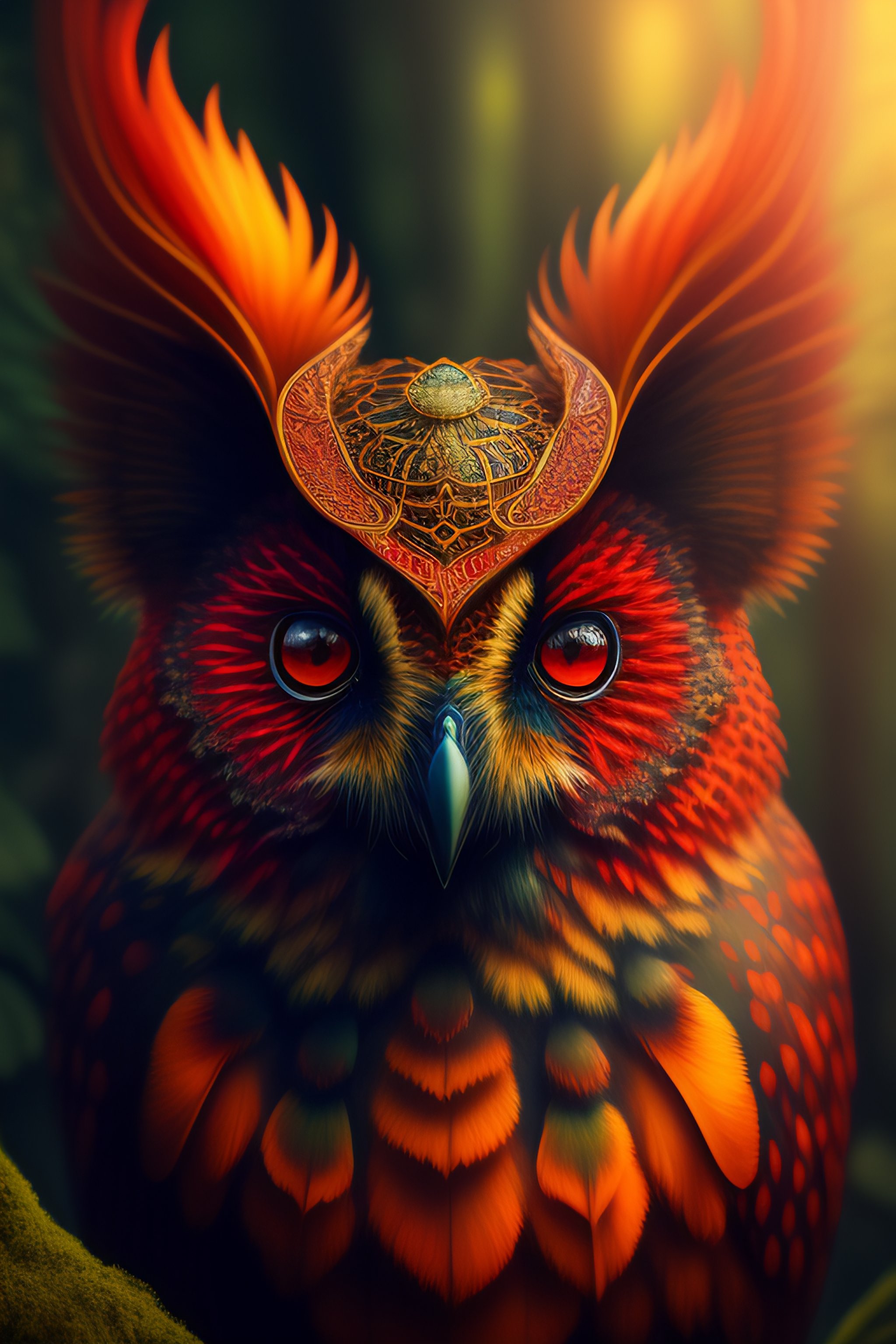 Lexica - Painting of hybrid between spider & red owl, intercrossed ...