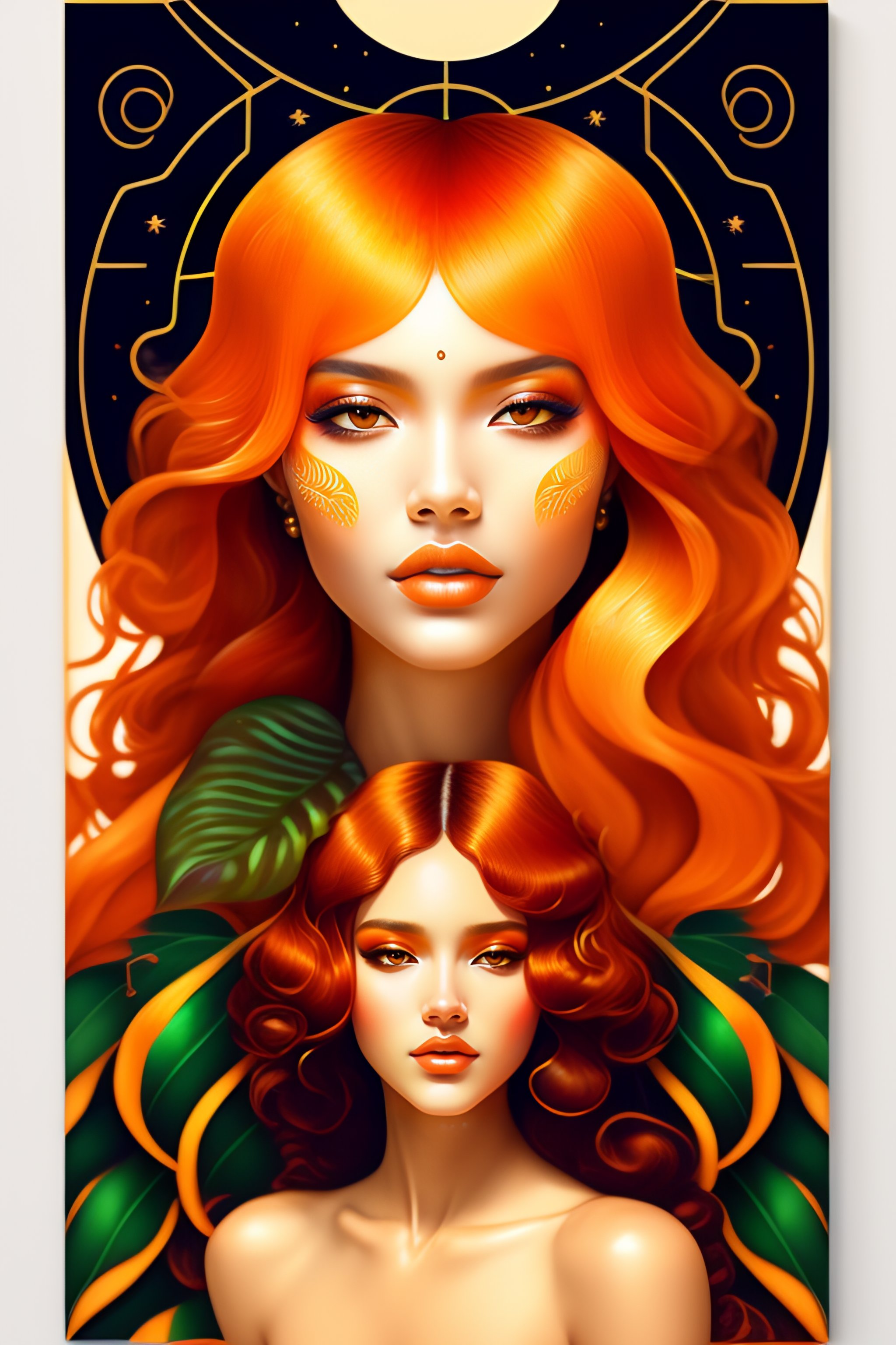 Lexica - Fashionable queen of the monstera, white face, symmetrical ...