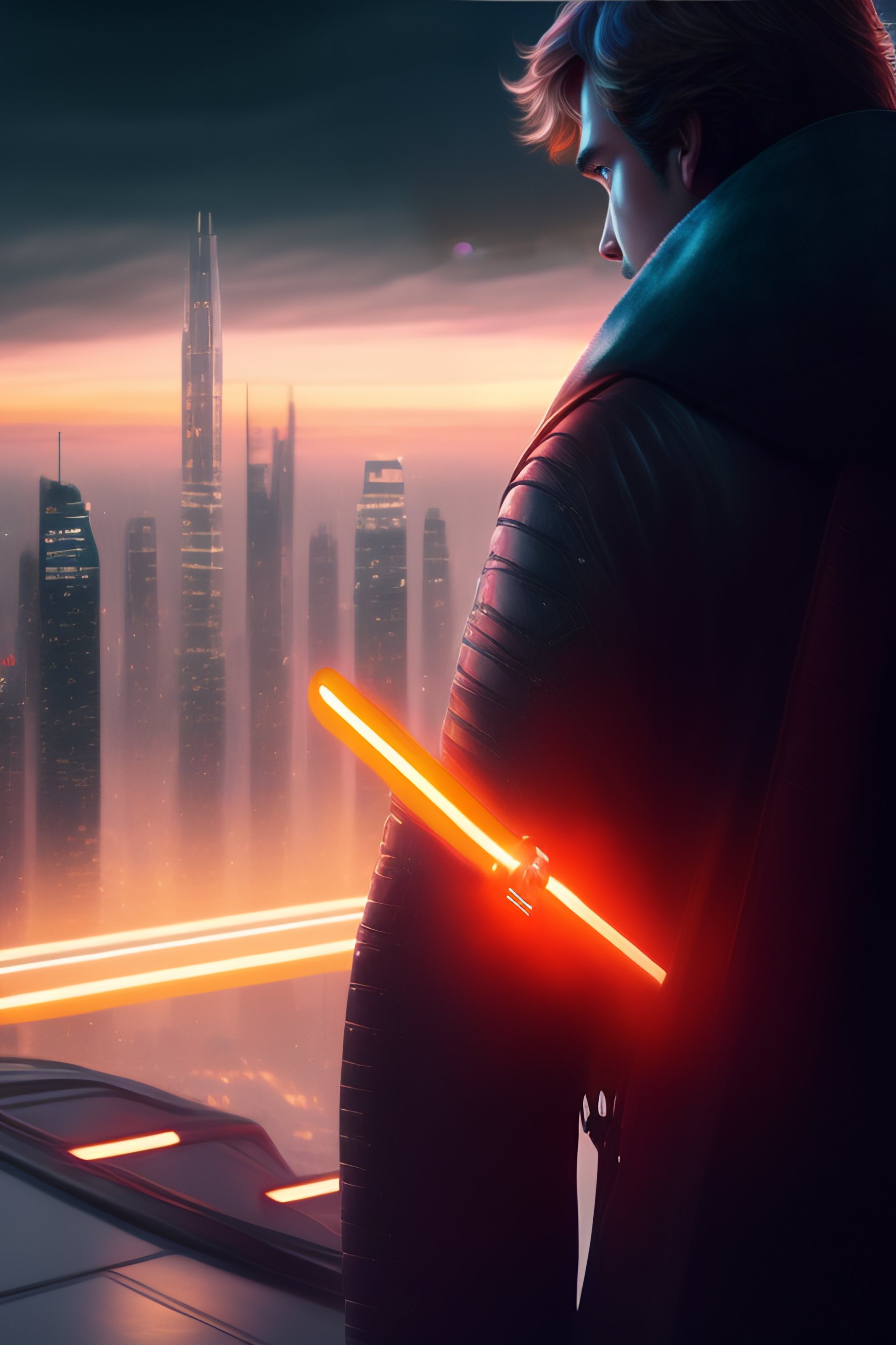 Lexica - Portrait of a luke skywalker holding a sable laser in his ...