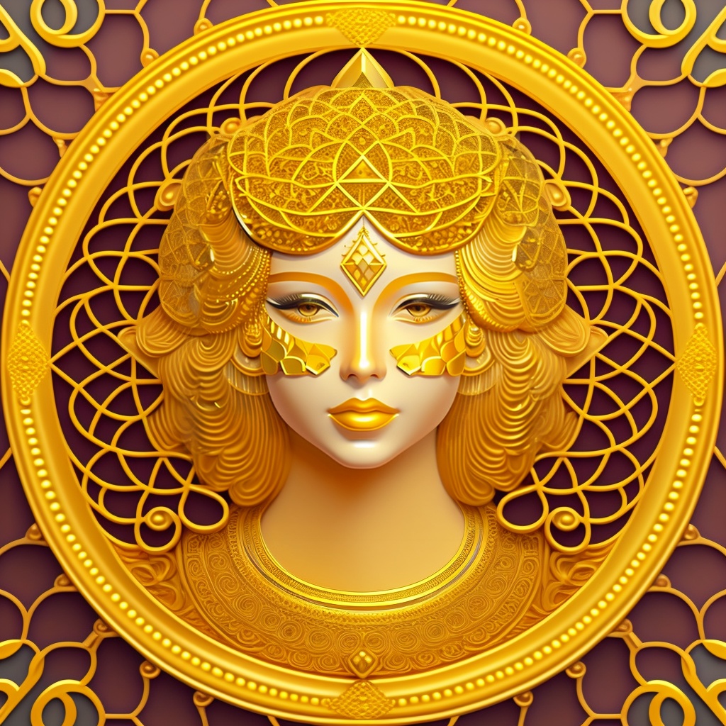 Lexica - 2d gold avatar humanoid drawing psychedelic, 2d flat, mandala ...
