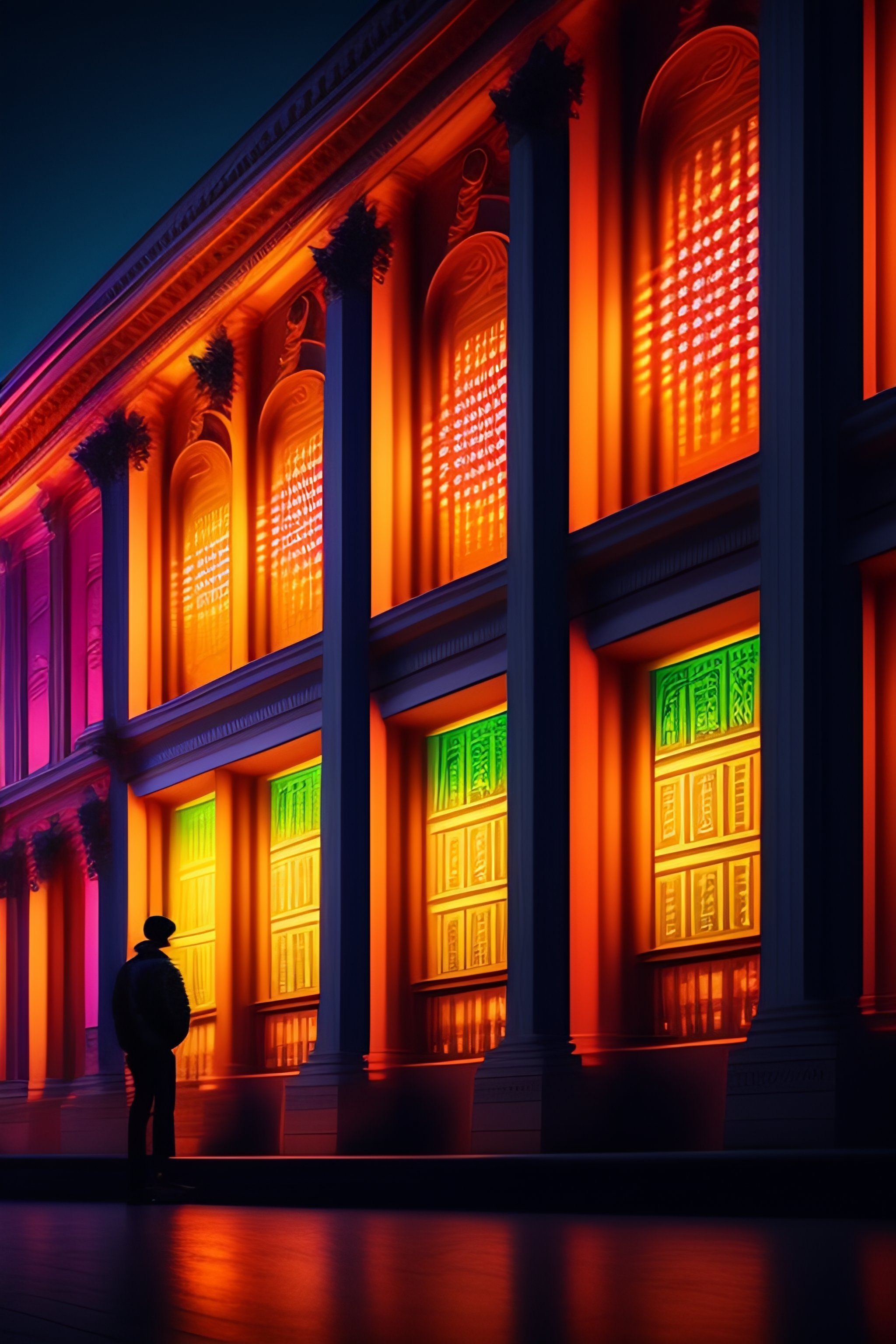 Lexica - Vj, men digital artist making a projection mapping in a facade ...