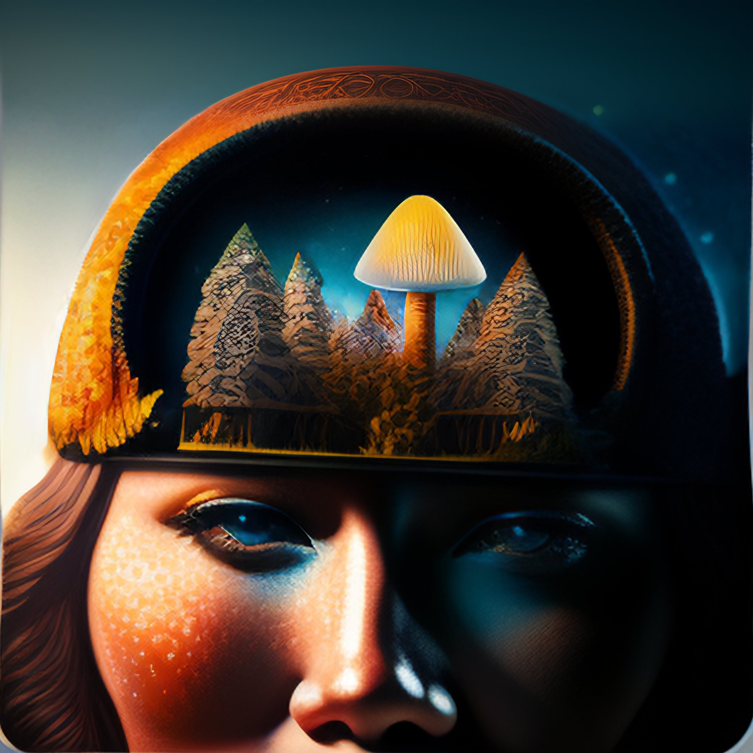 Lexica - Layered transparency of human inside with mushroom hybrid ...