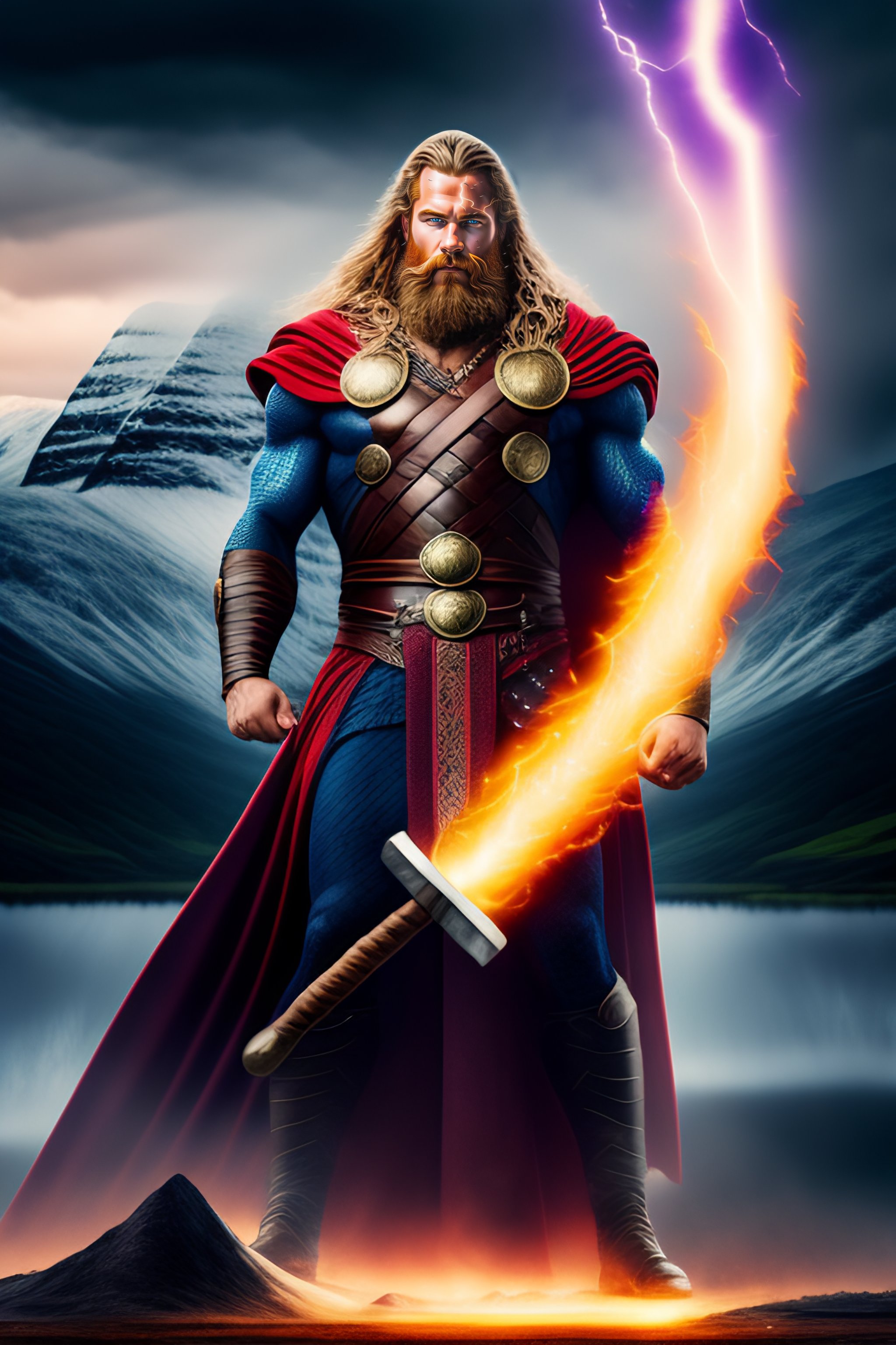 Lexica - Realistic, psychedelic image of Thor Norwegian Viking God ...