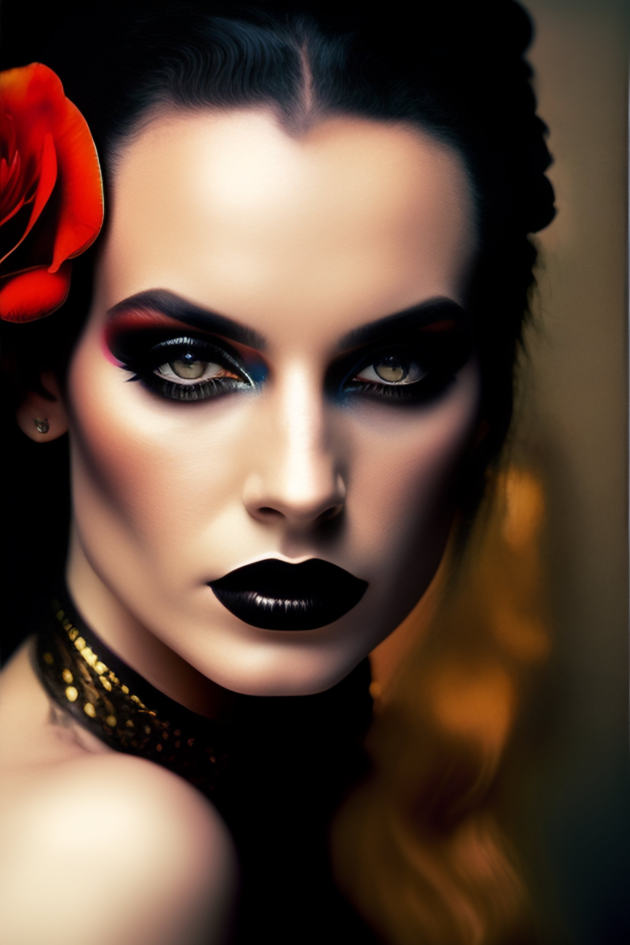 Lexica - Analog style, goth gothic goddess, close up portrait photo by ...