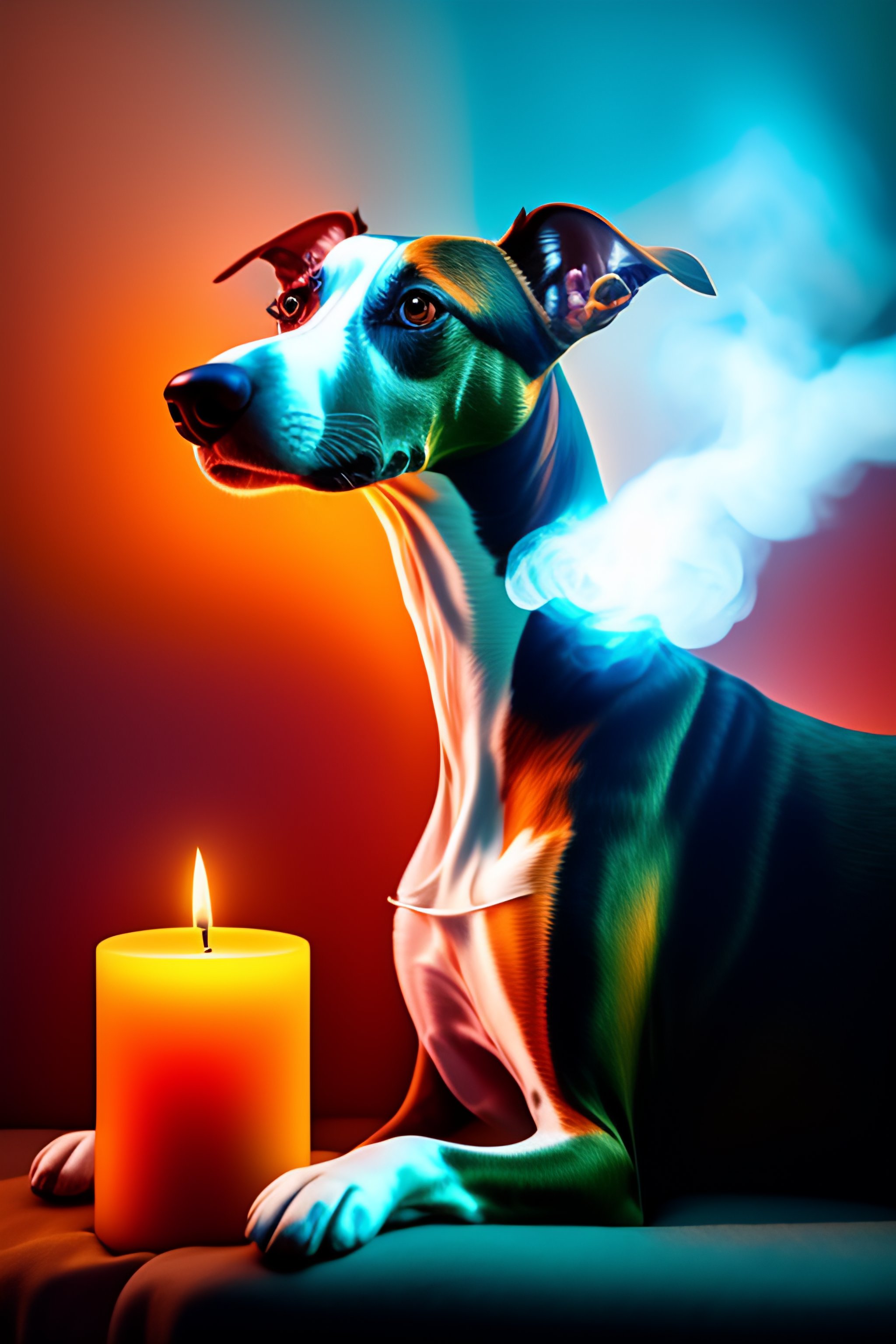 Lexica - Hyper realistic image of Whippet on a couch surrounded by ...