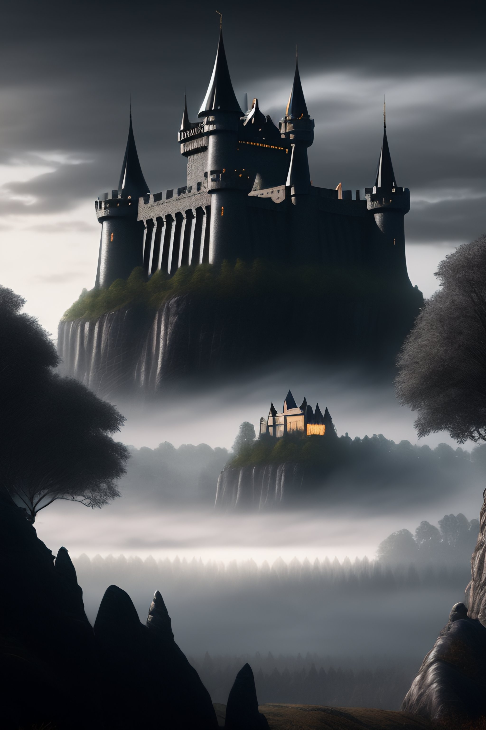 Lexica - An ultra detailed black and white tarot card of the keep of ...