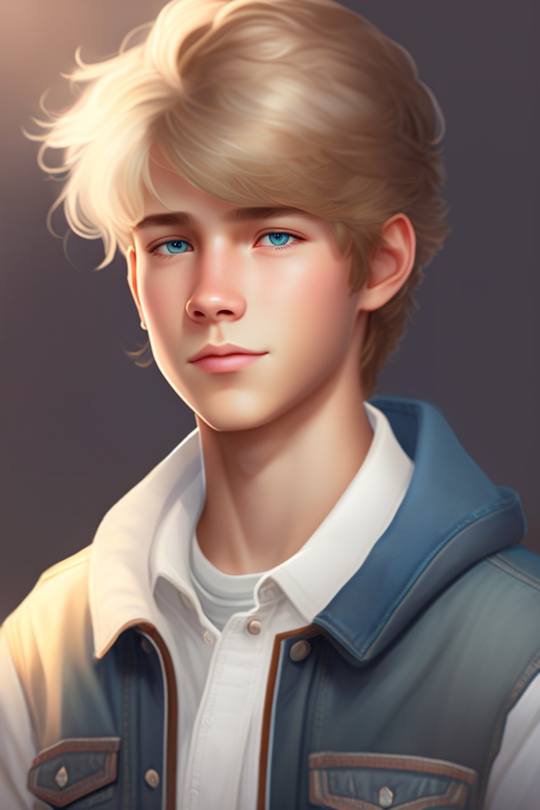 Lexica - Modern adolescent boy with ash blond hair, open and undone ...