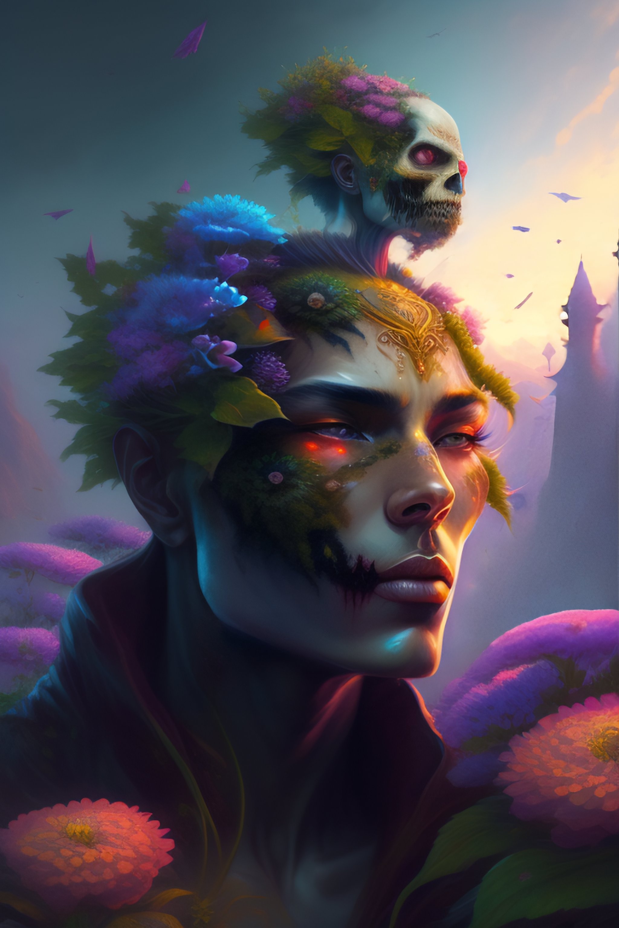 Lexica - Zombie with flowers sprouting out of his body, in the style of ...