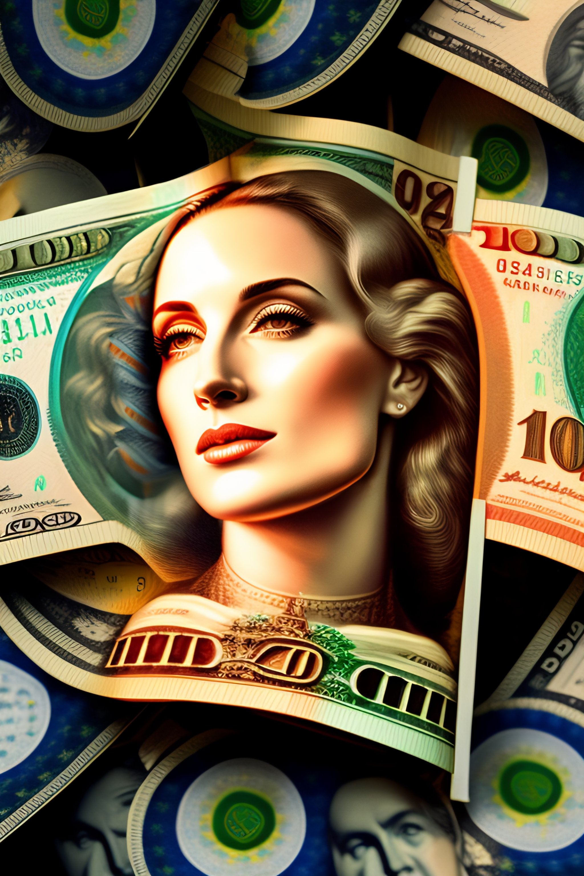 Lexica - Multiple faces shredded like paper euro money surreal ...