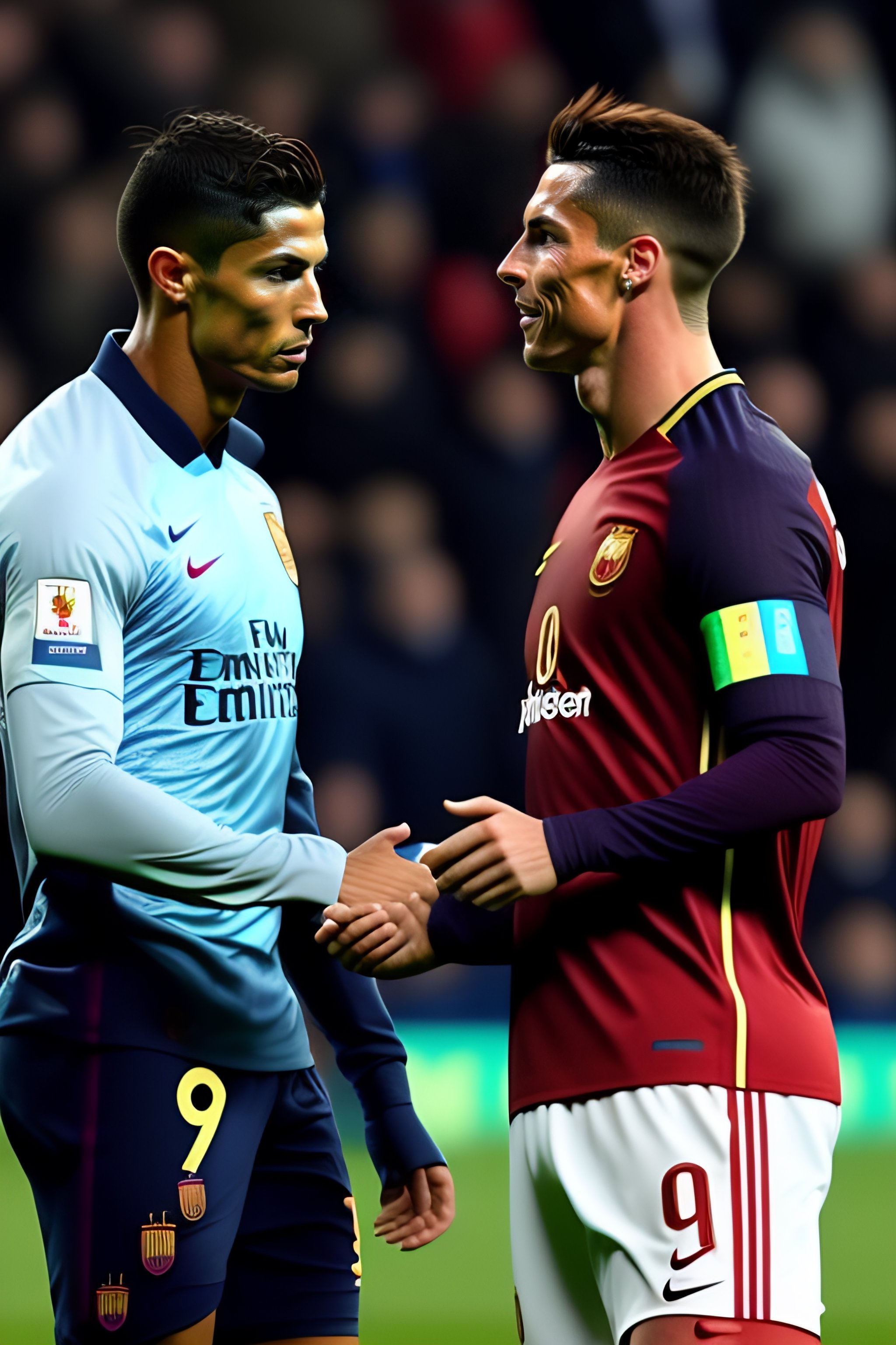 Lexica - Cristiano ronaldo shaking hands with messi