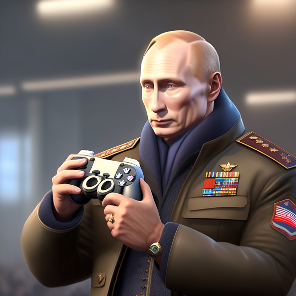Lexica - Vladimir putin holding a playstation controller, playing call ...