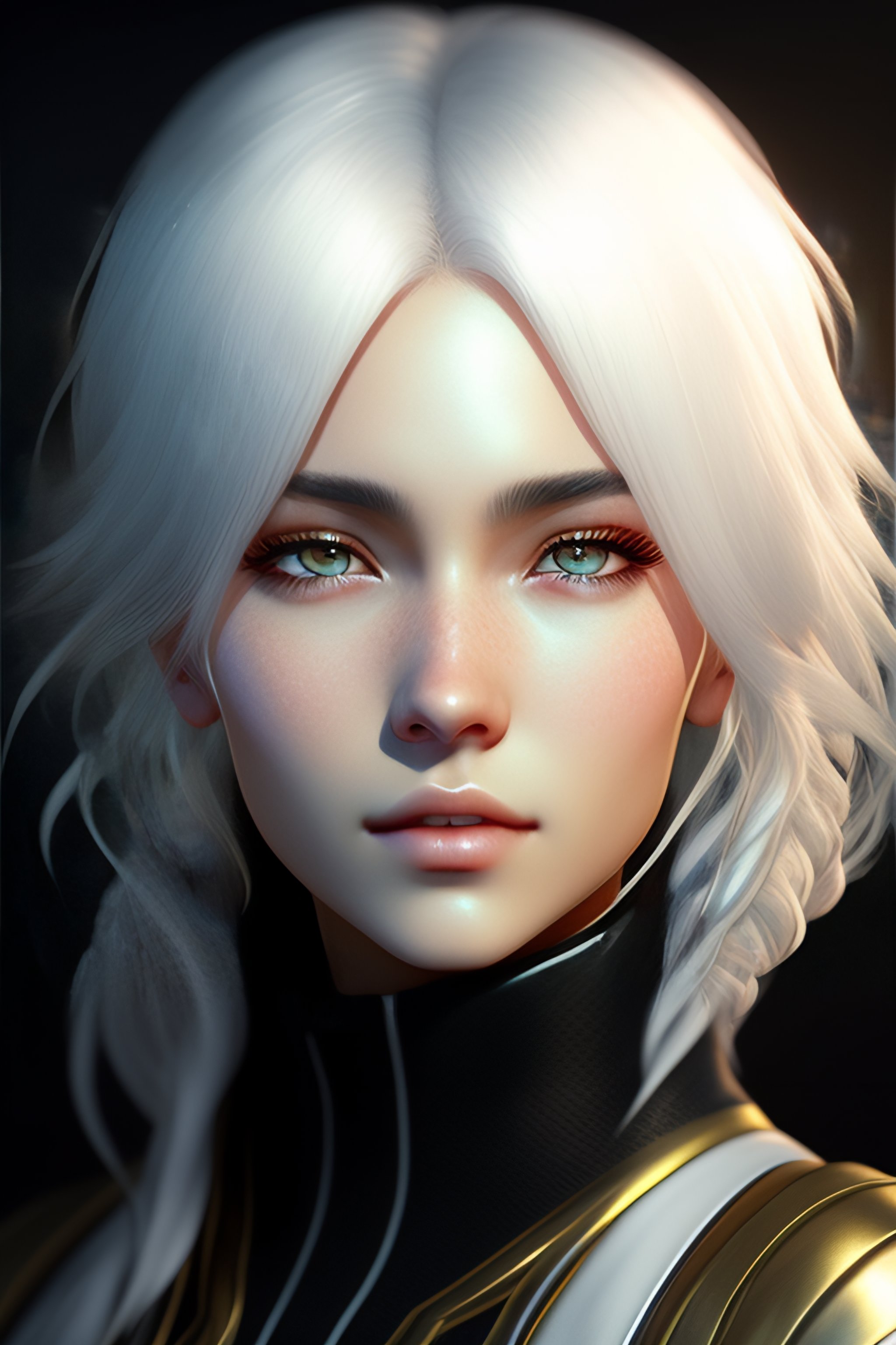 Anime Girl With White Hair And Gold Eyes
