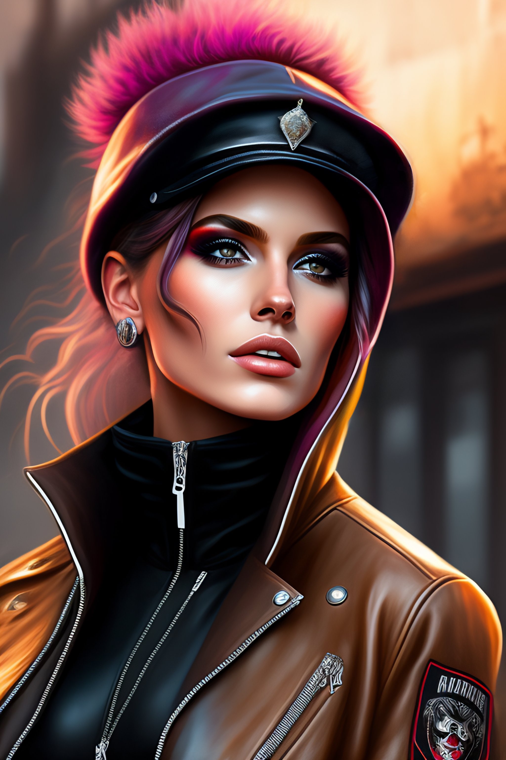 Lexica - Cute punk scull girl, mad max jacket, renaissance, cables on ...