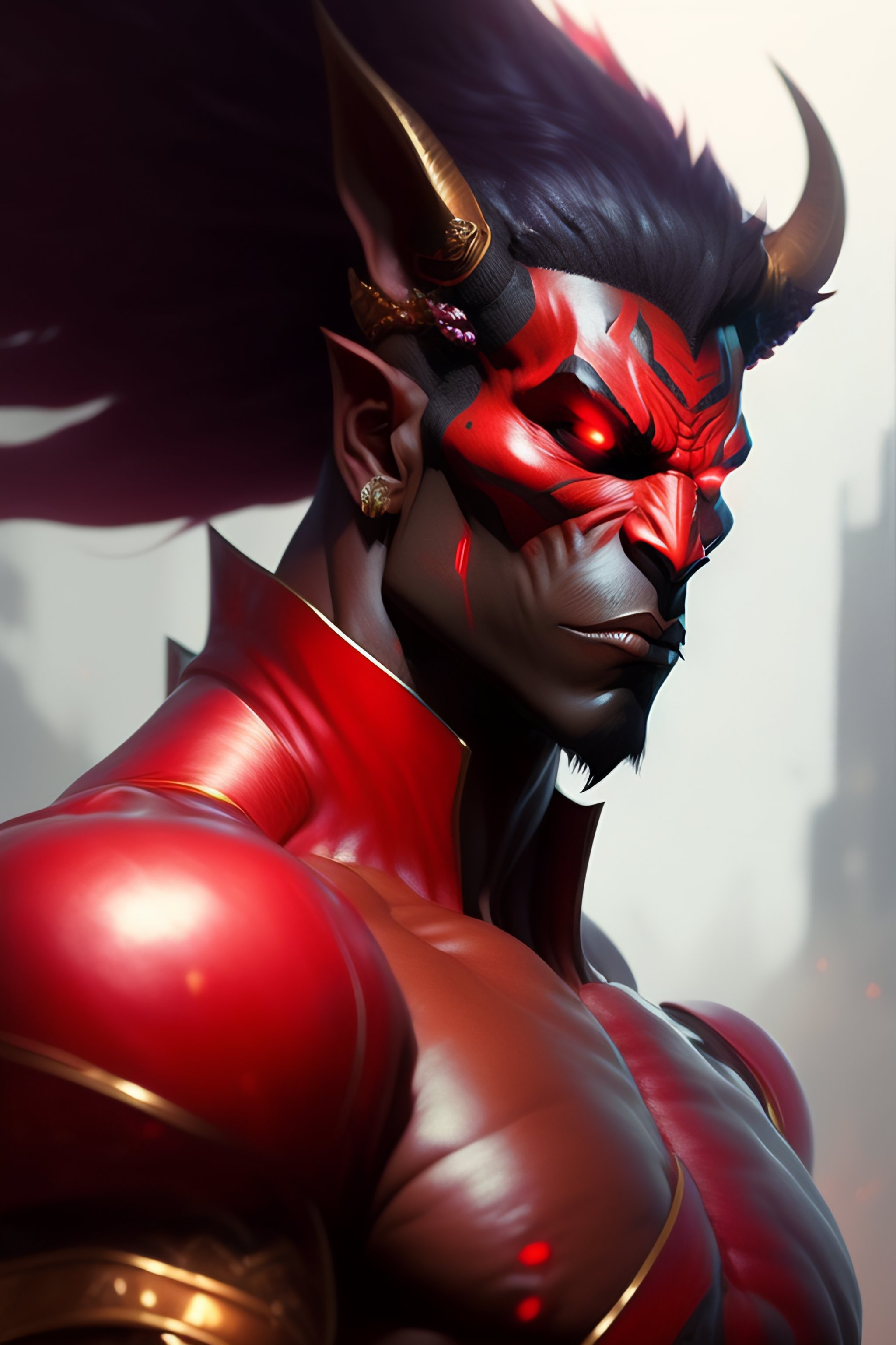 Lexica - Portrait of male Red Oni by greg rutkowski, digital art ...