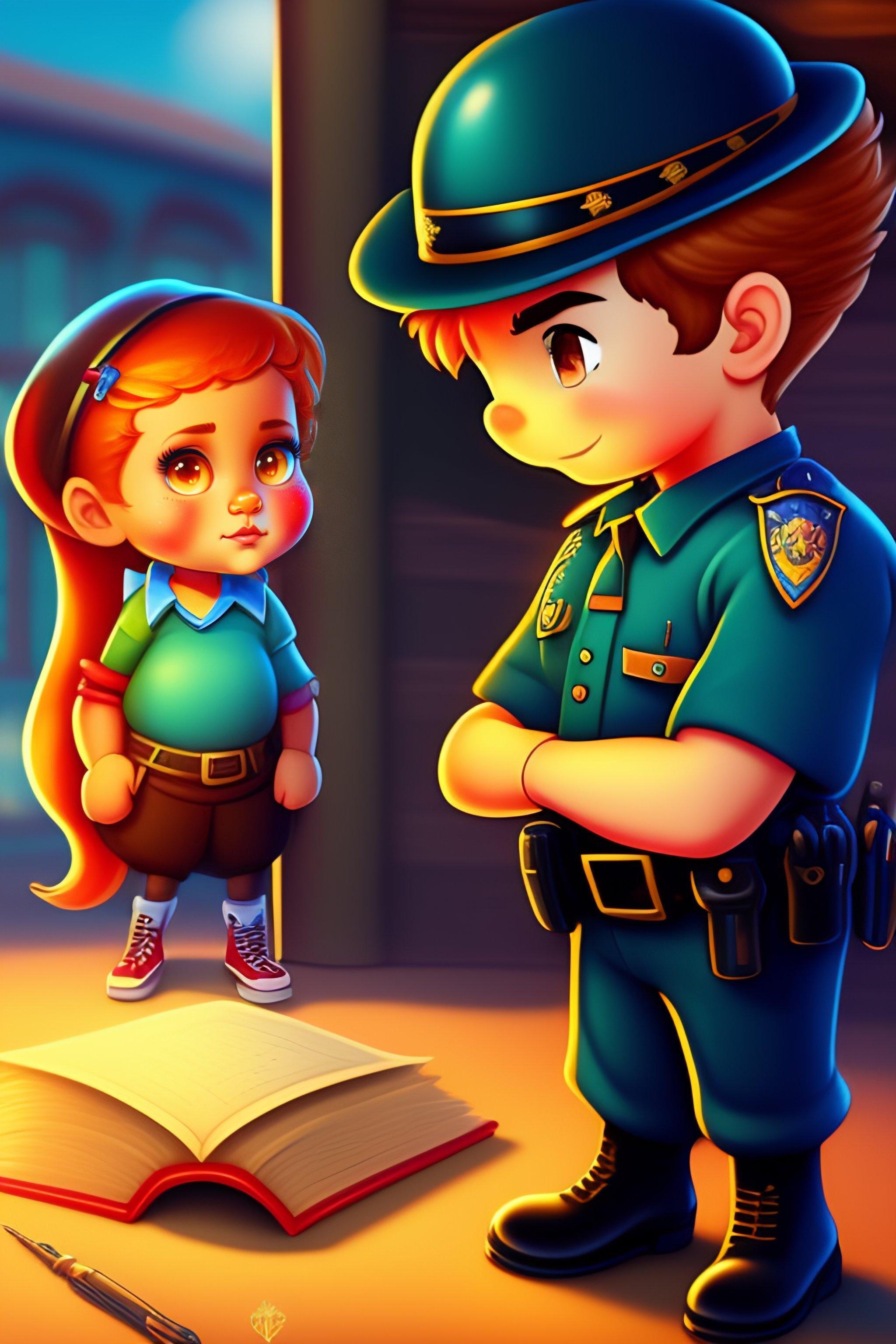 Lexica - Thief and police, child's book cover, drawing, art, 4k ...