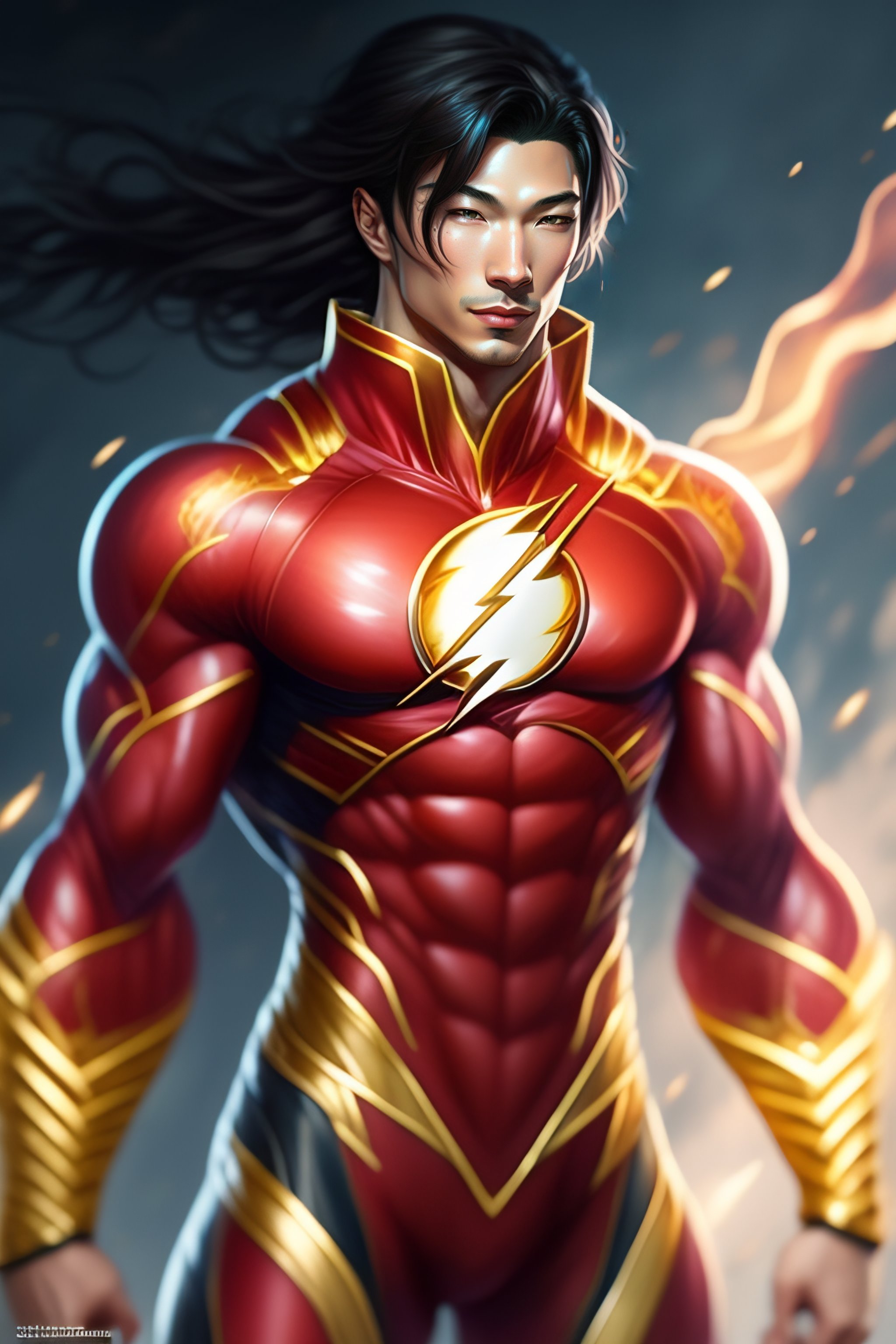 Lexica - Full body potrait of ezra miller as super muscular flash anime ...