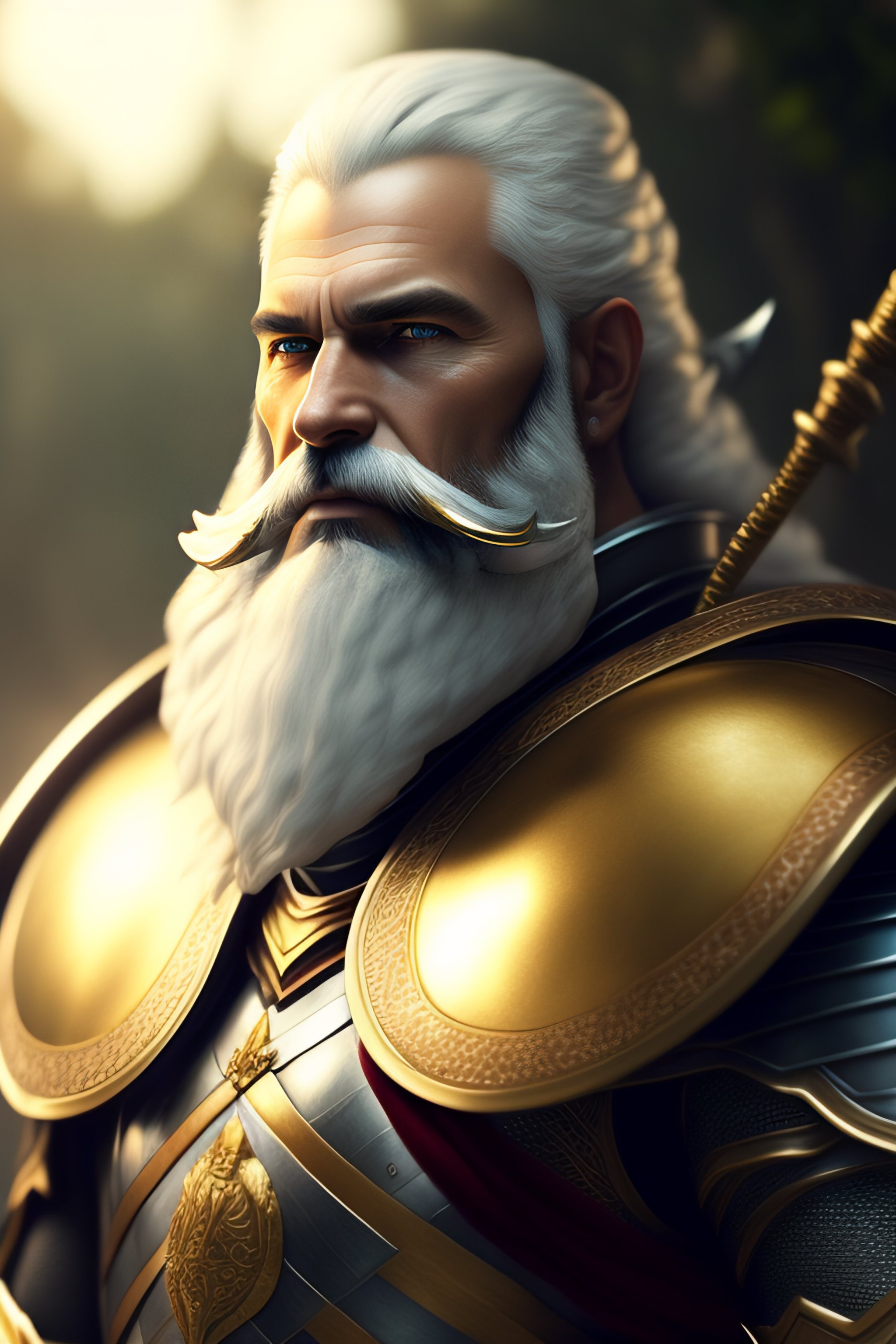 Lexica - 60 year old male white human, white bearded, using a golden ...