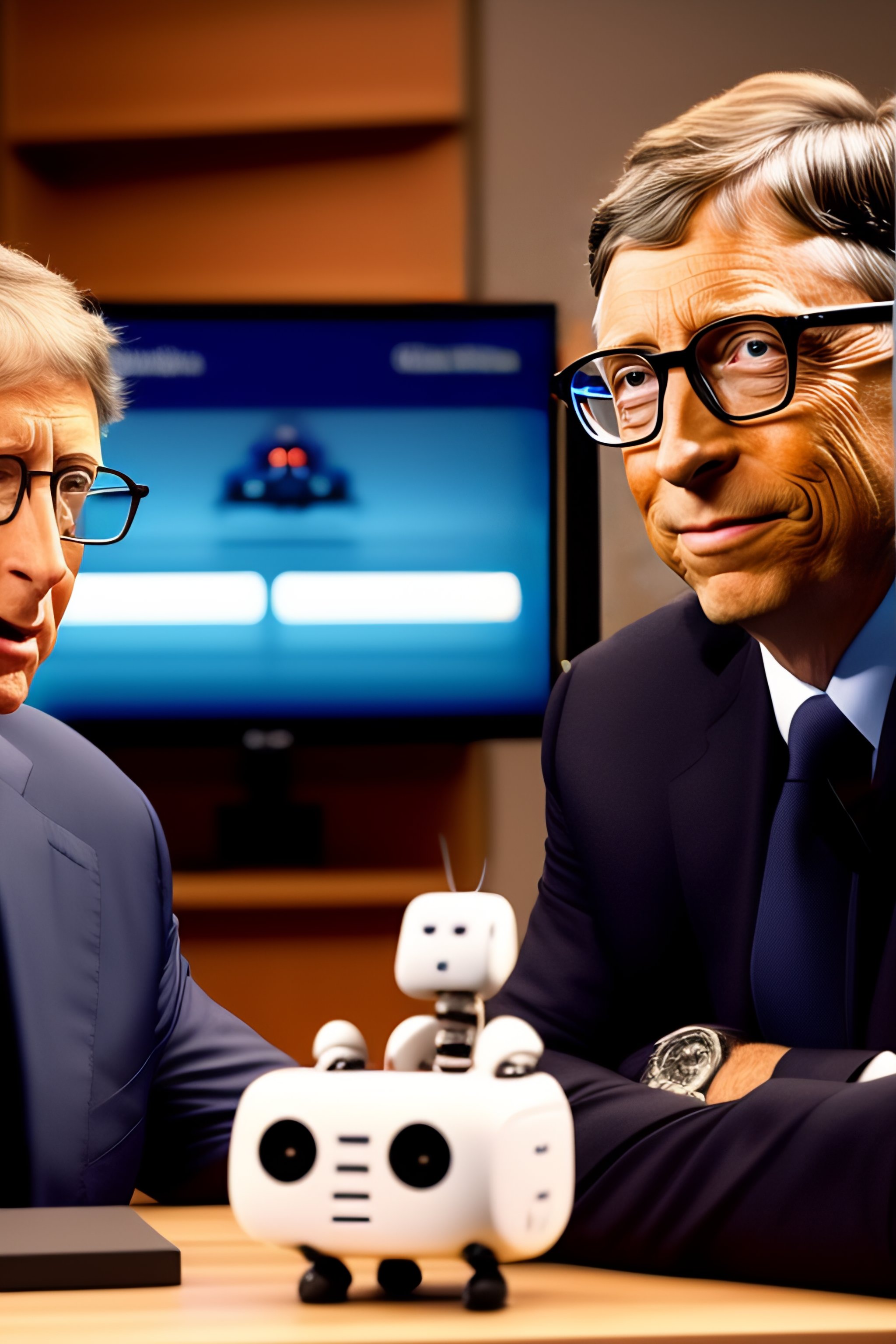 Lexica - High quality photograph of bill gates interviewing a robot for ...