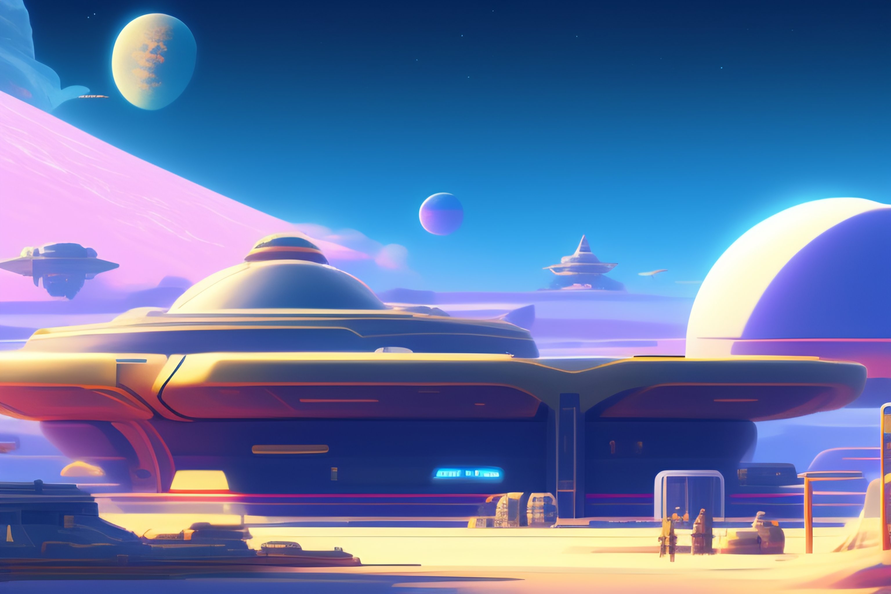 Lexica - A quaint spaceport at the outskirts of civilization, anime ...