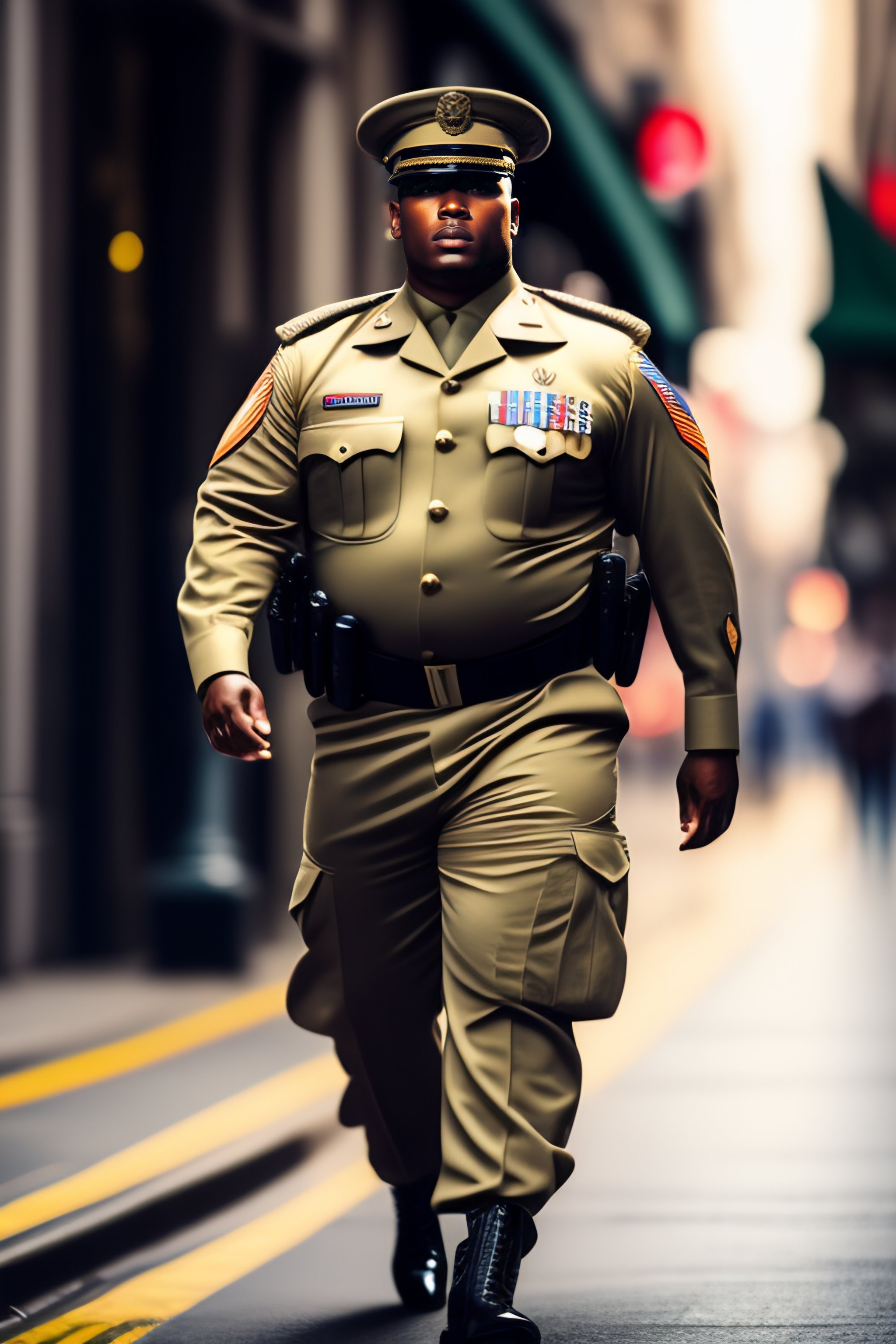 Lexica - Big army officer, dancing in street, HD Quality, very good details