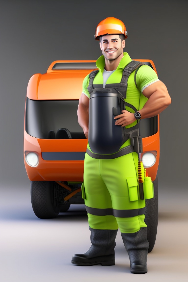 Lexica - Mechanic care of a car man 3d white background png, Full body ...