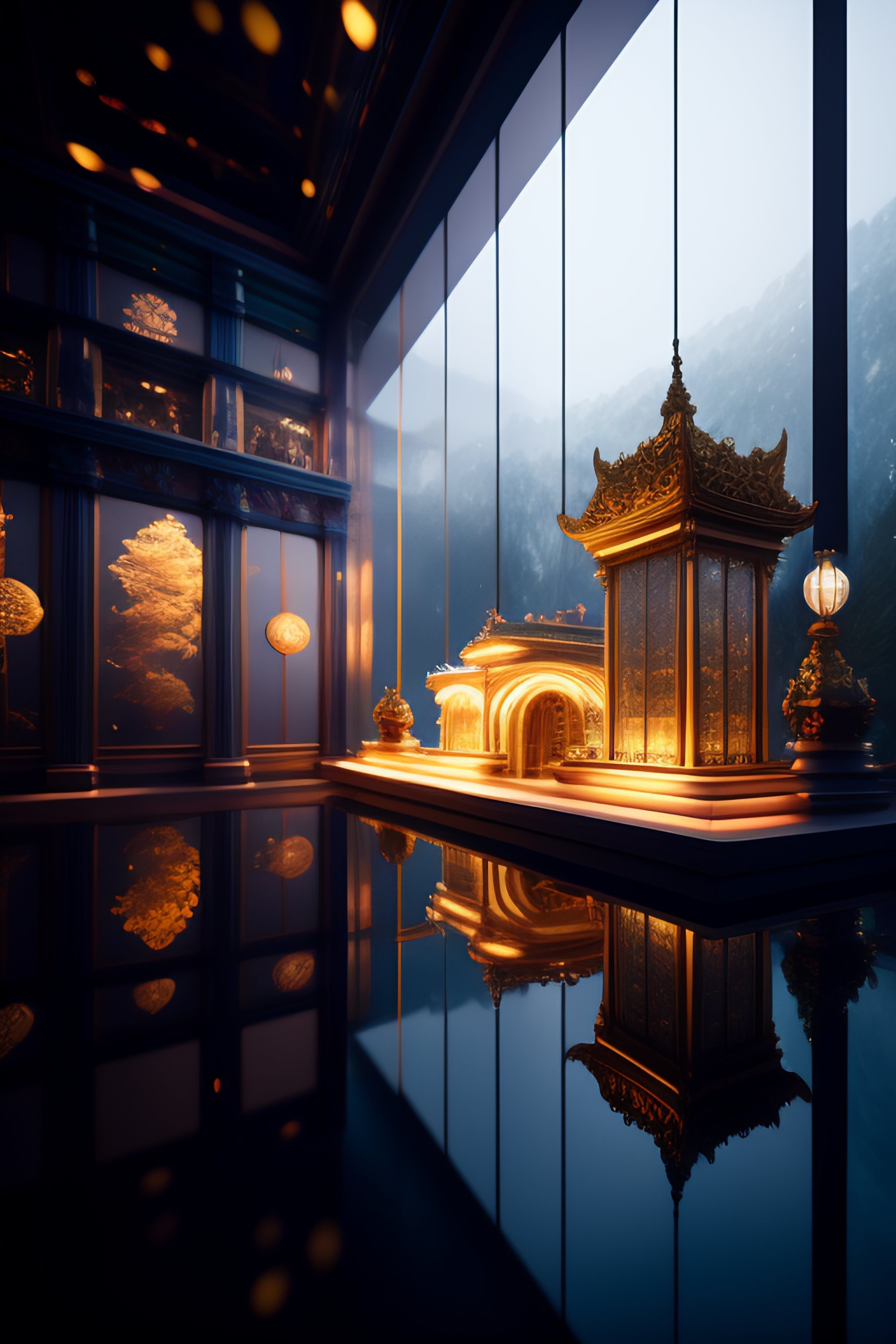 Lexica - ""epic shot of a huge lighting in a beautiful glass box ...