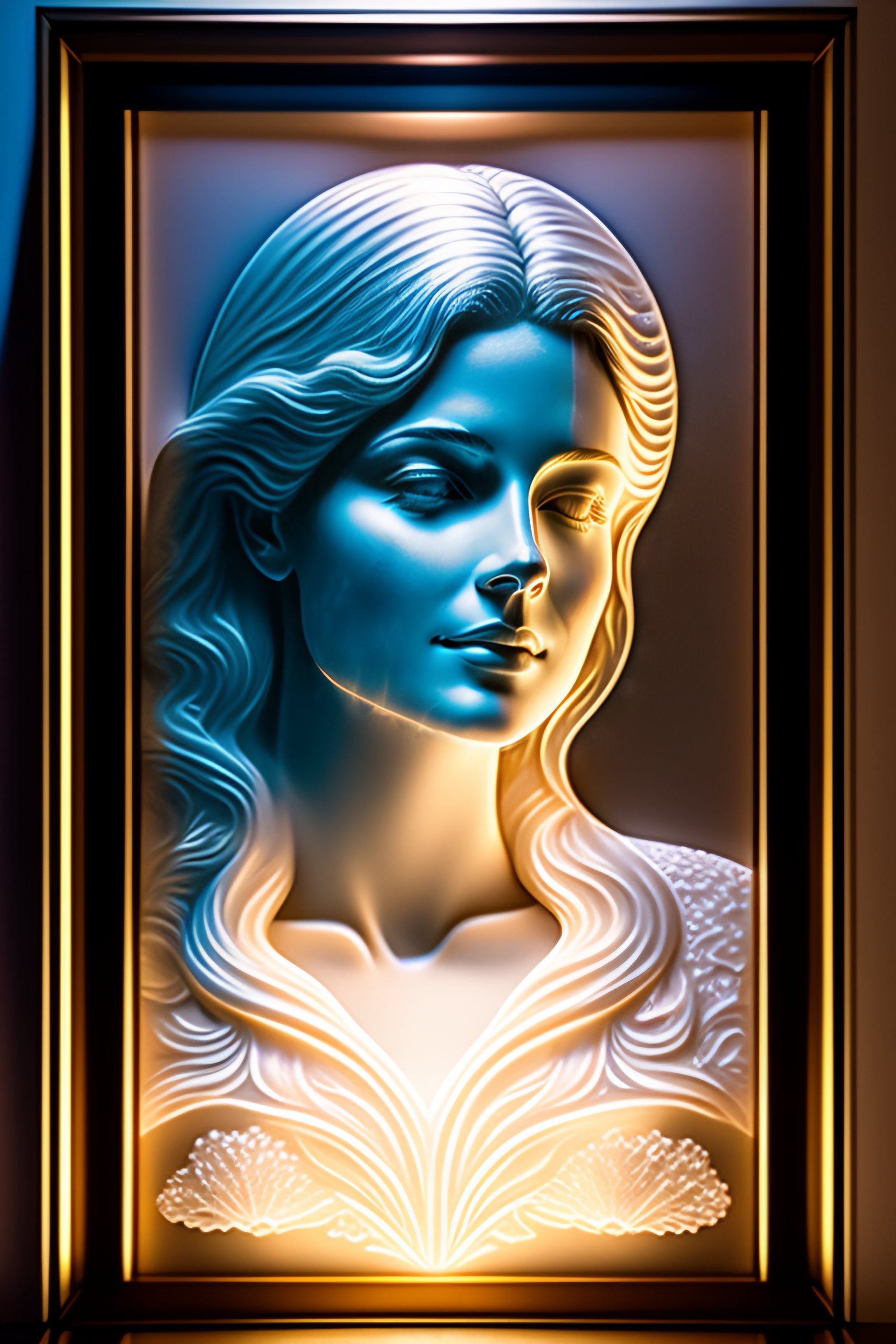 Lexica - A frosted glass relief of a woman, natural etched glass ...