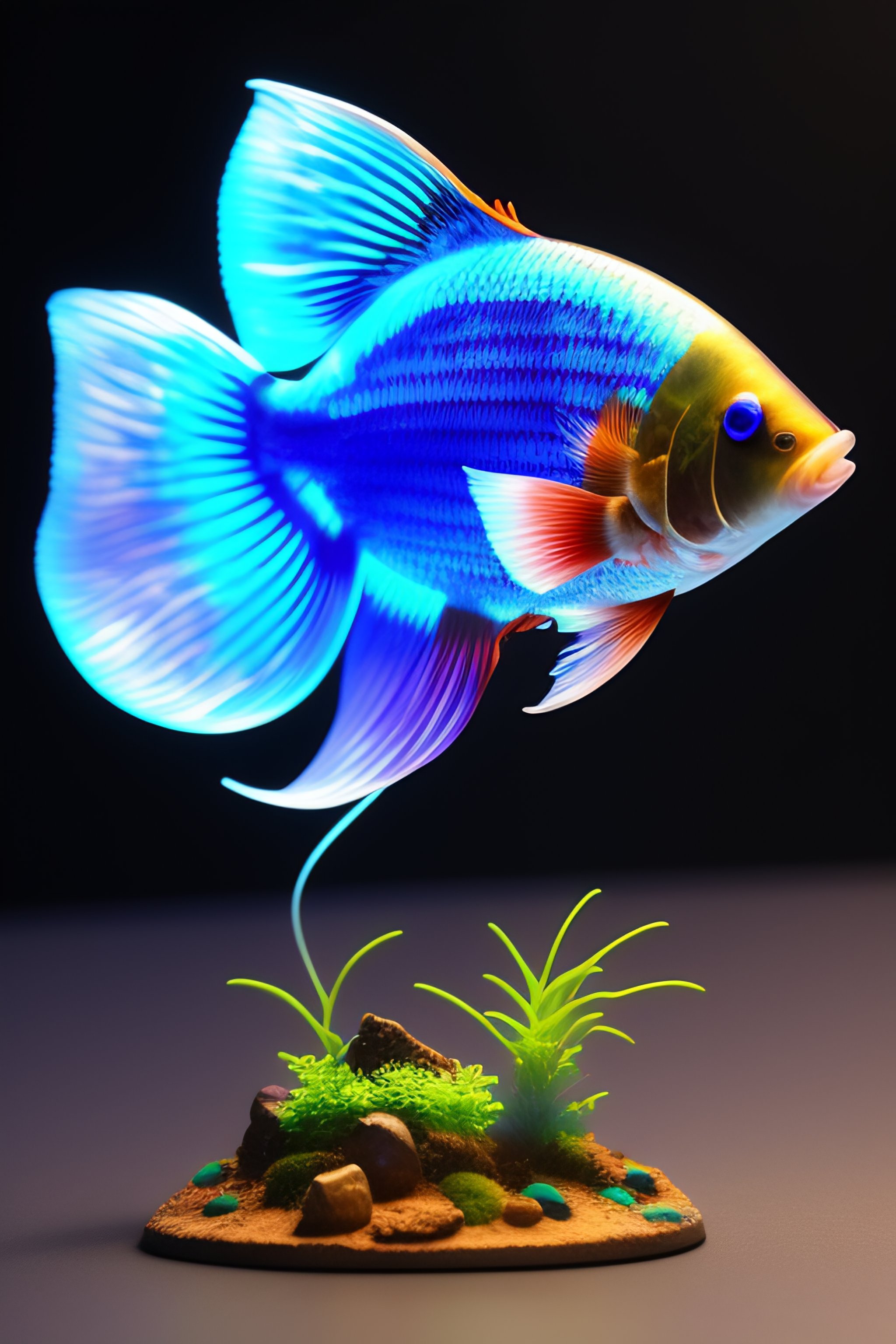 Lexica - Robotic cyber punk made with steel and plastic Betta fish ...