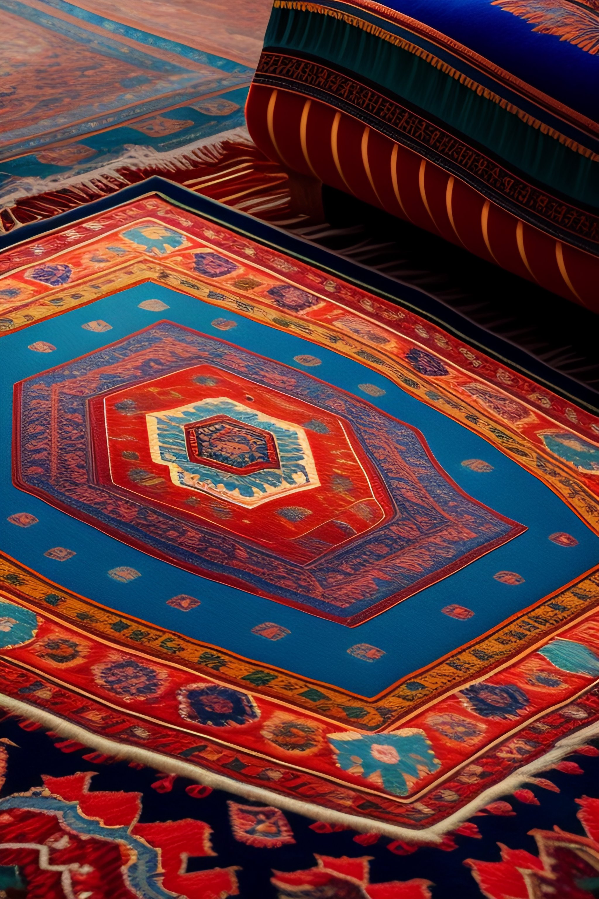 Lexica - Top down view on persian carpet print, vibrant colors, smooth ...