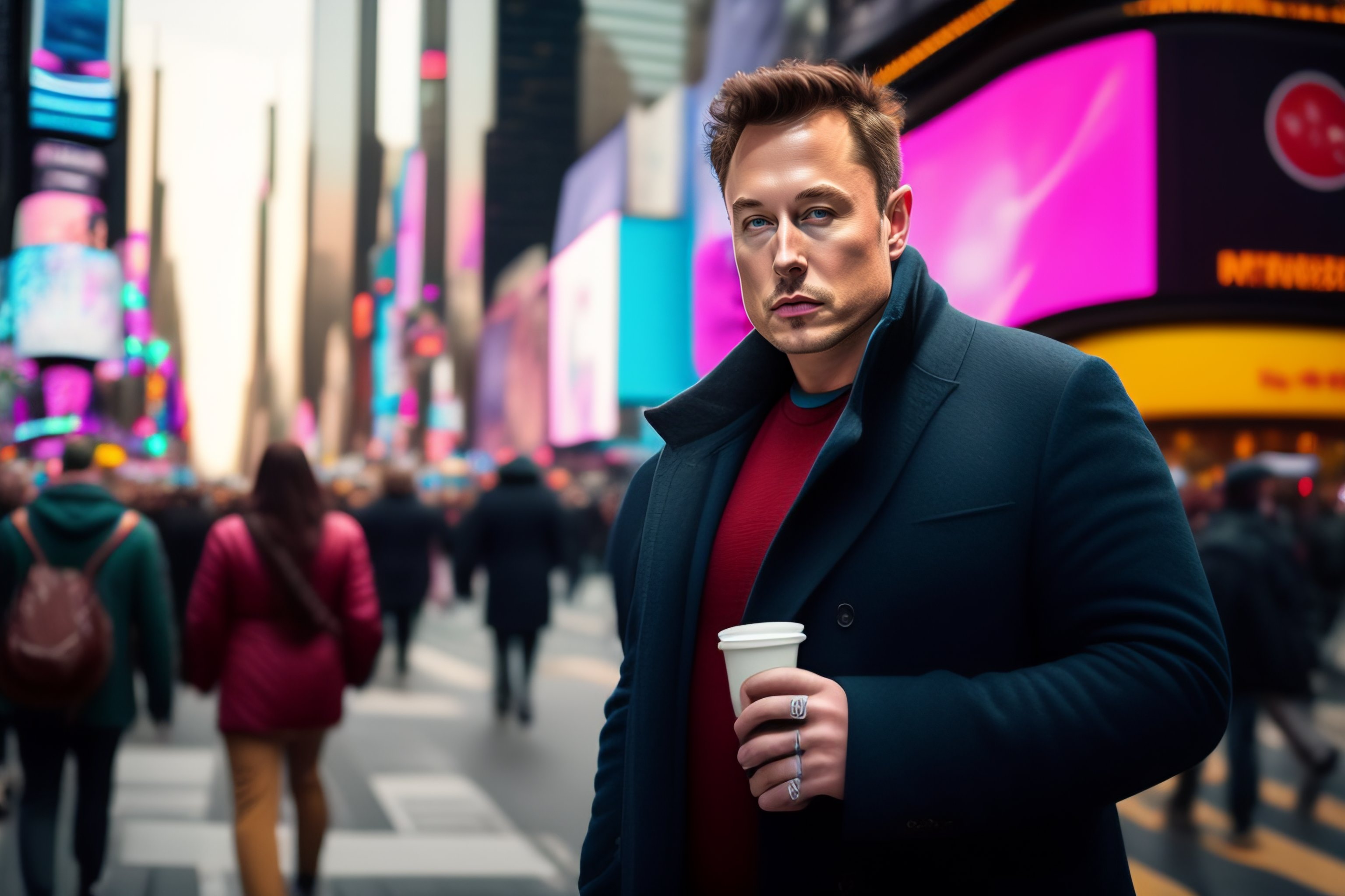 Lexica - Elon Musk at times square, casual clothing, today's featured ...
