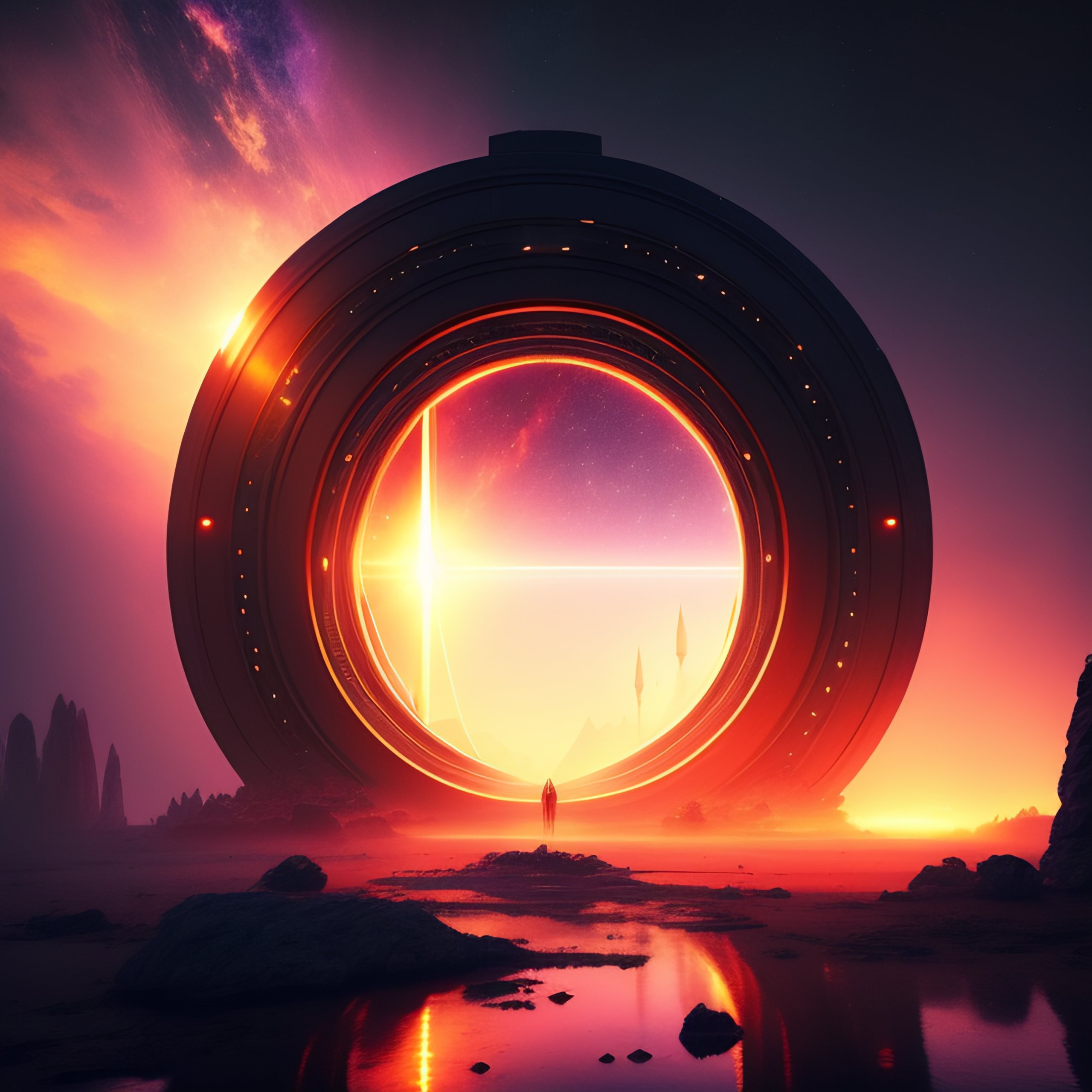 Lexica - Photograph of a glowing intergalactic star gate that was ...