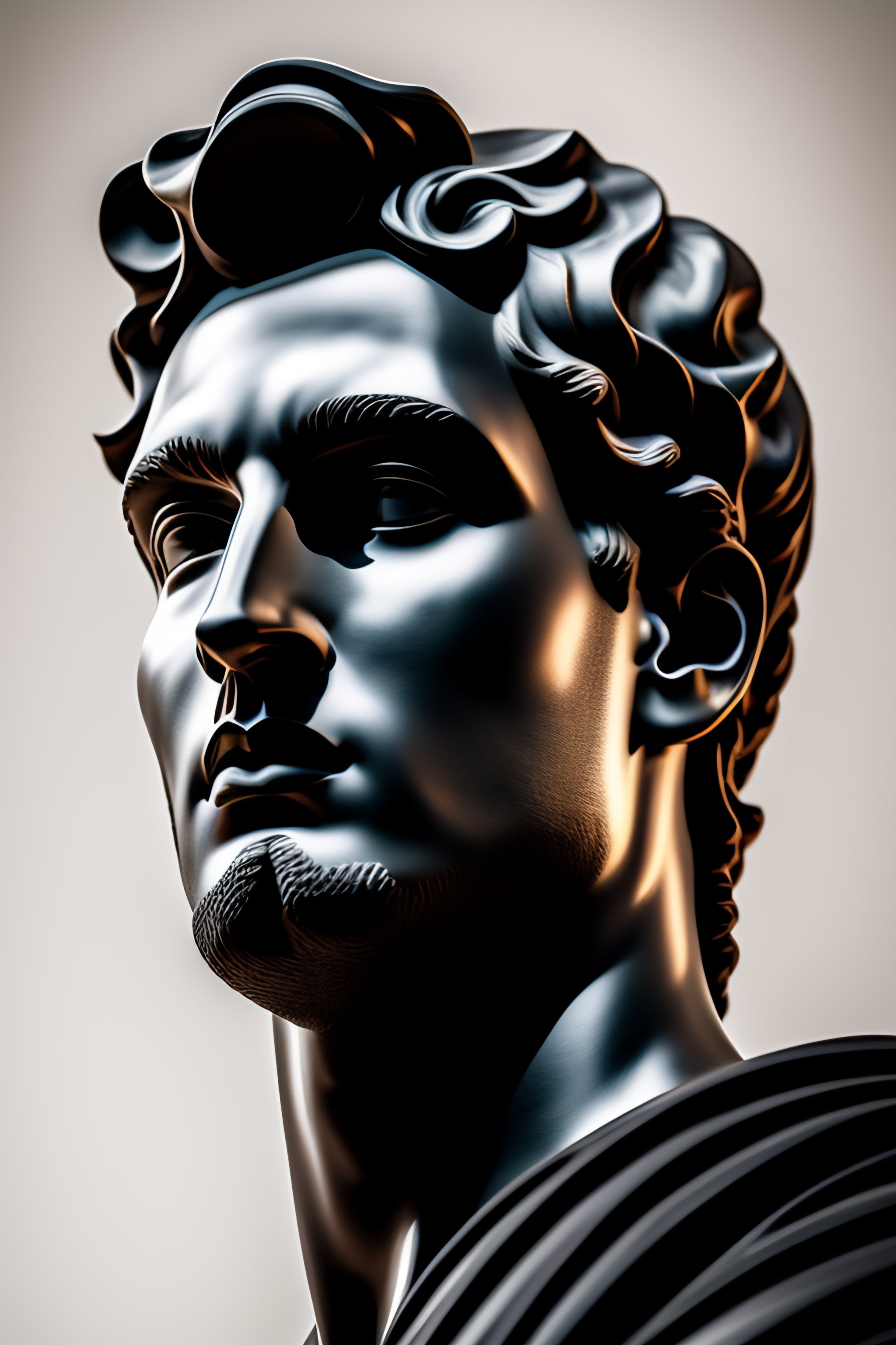 Lexica - A portrait of a roman statue man painted in black with a white ...