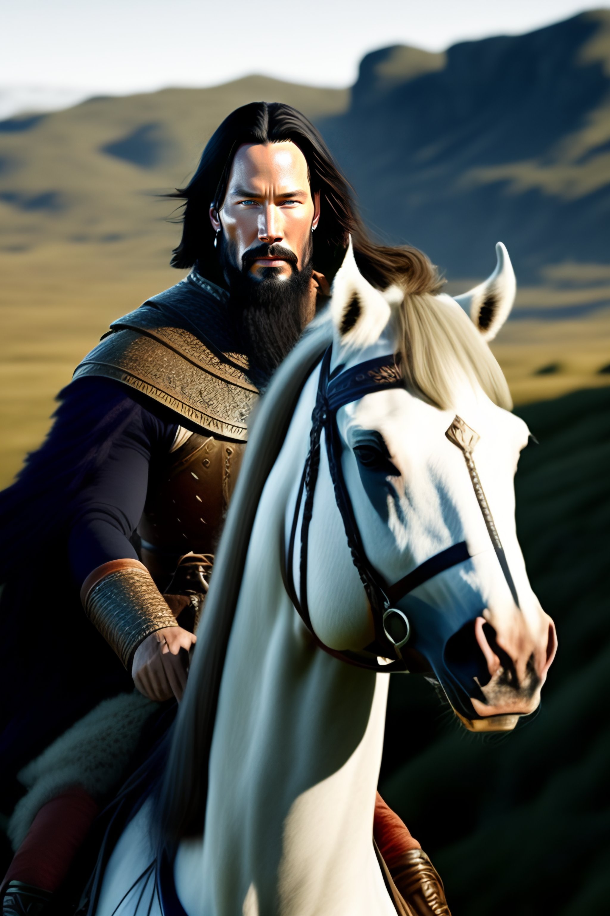 Lexica - Viking man warior realistic ,black and wite ,keanu reeves up ...